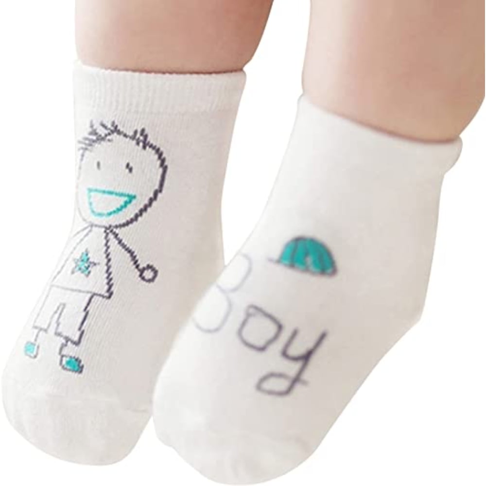 PEACNNG Newborn Cartoon Socks 100% Cotton Non-slip Baby Stockings ...