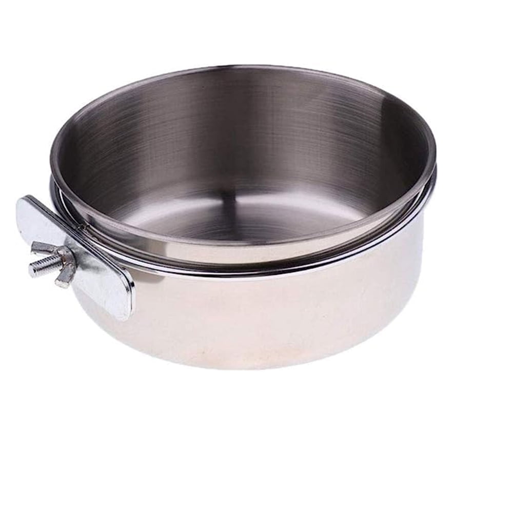 PEACNNG Pet Feeder Water, Bird Hamster Small Animal Cup with Holder, Stainless Steel, Cage Coop ...