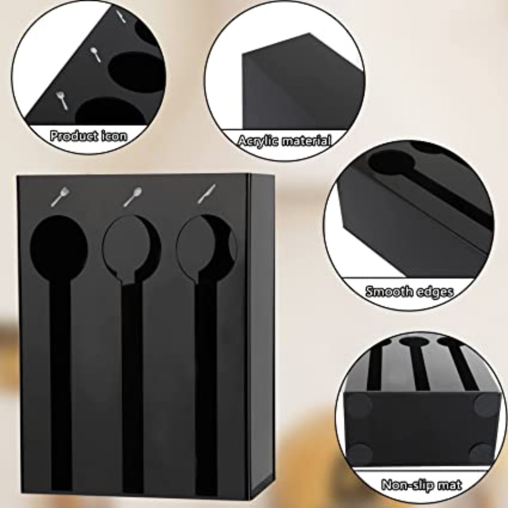 PEACNNG Plastic Utensil Dispenser Holder Caddy Black Silverware ...