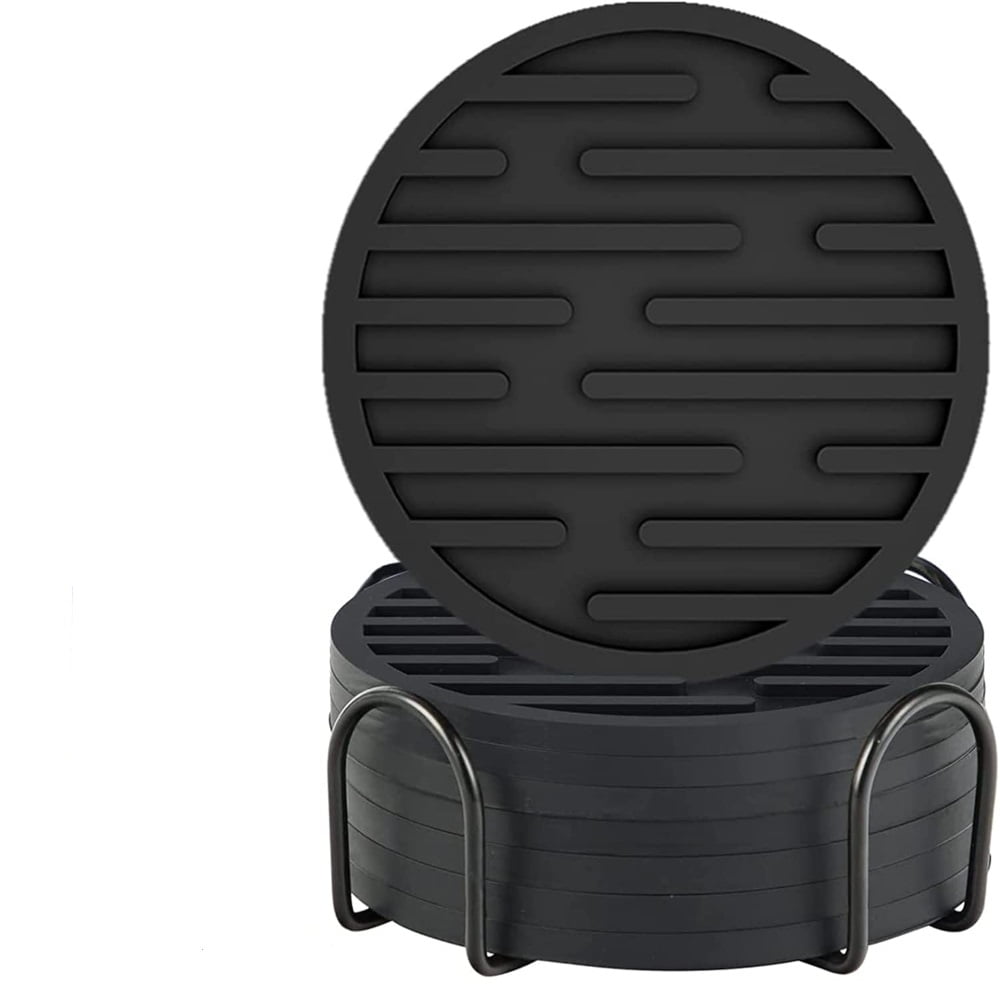 PEACNNG Silicone Coasters, Coasters for Drinks 6 Set Non-Slip Cup ...