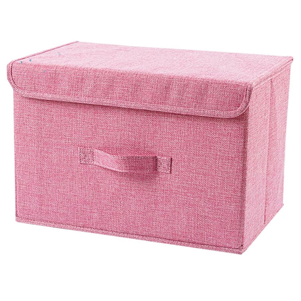 PEACNNG Small Washable Cotton Linen Storage Basket with Lid: Folding ...