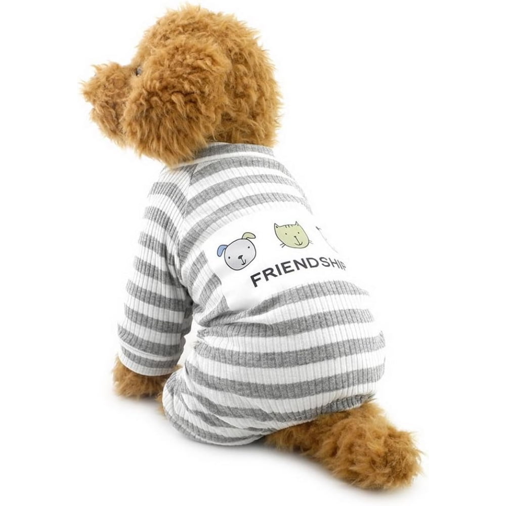 PEACNNG Striped Four Legged Cotton Puppy Clothes Comfortable Soft ...