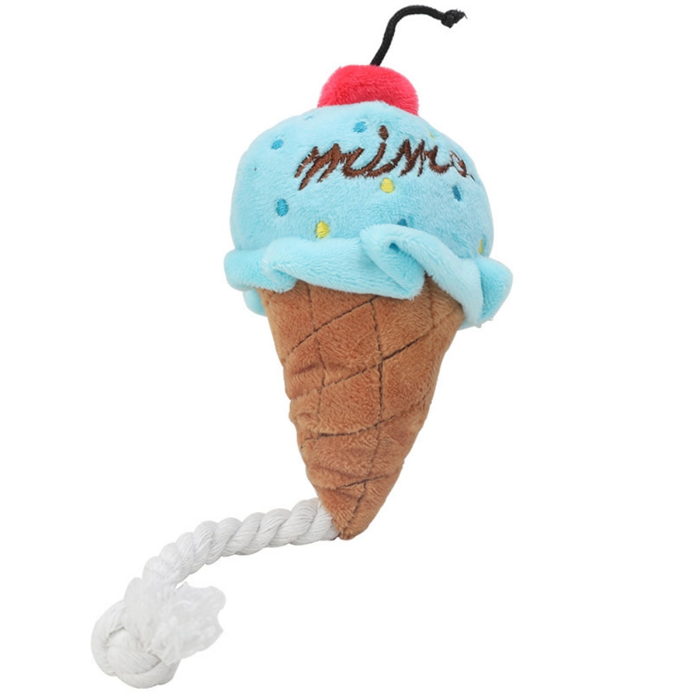 PEACNNG Vivid Lovely Dog Puppy Plush Squeak Soft Pet Cat Chew Ice Cream ...