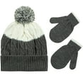 PEAK 2 PEAK Toddler Boys Hat and Mittens Set, Grey Heavy Knitted With ...