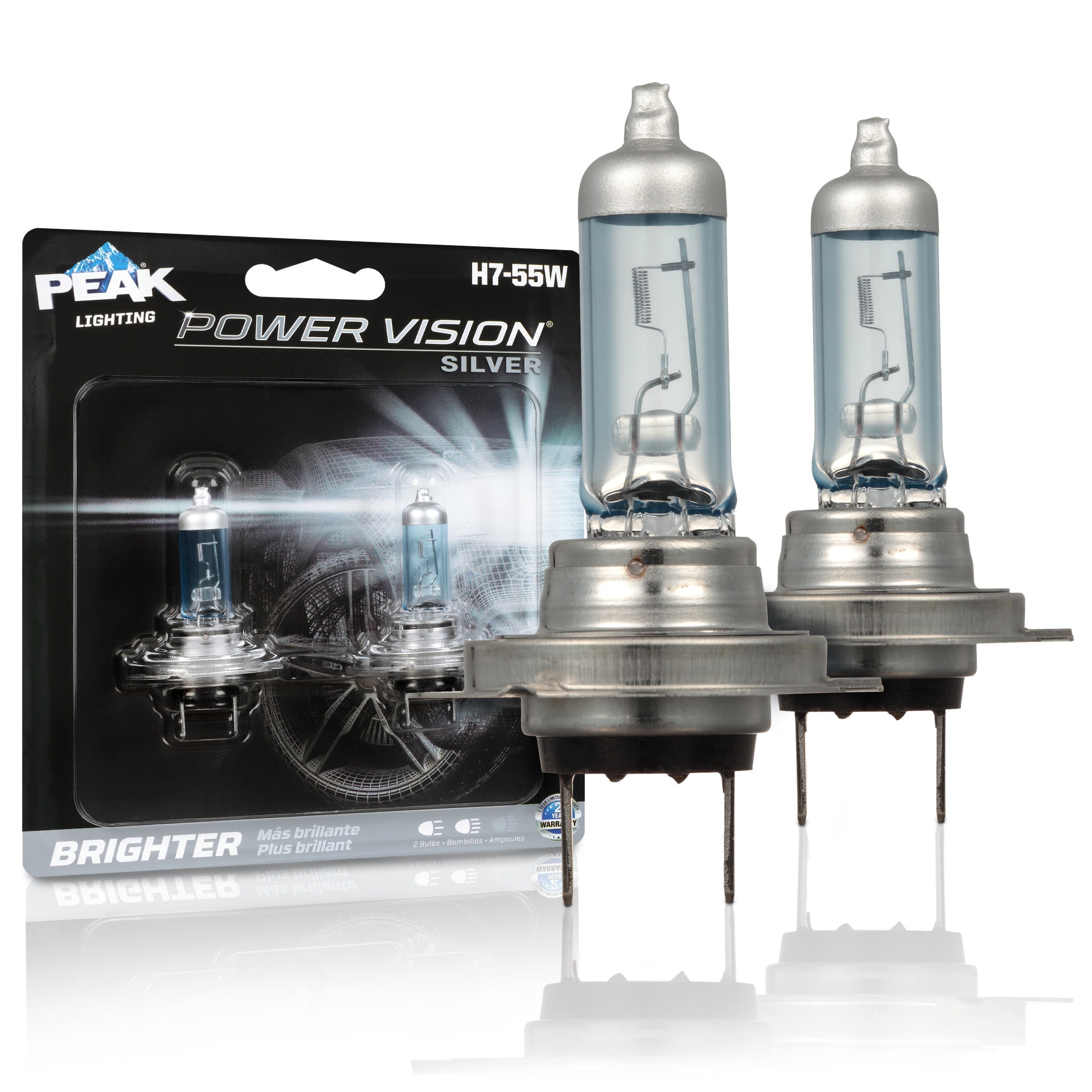 PEAK Power Vision Silver Automotive High Performance H7 55W Headlights ...