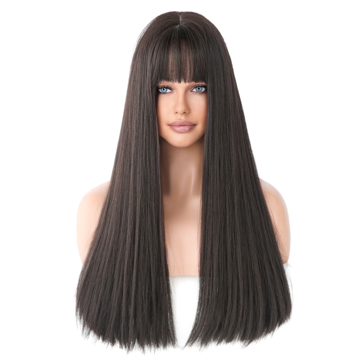 PEAKIN Fashion 22-inch Black Tea-colored Long Straight Hair for Women ...