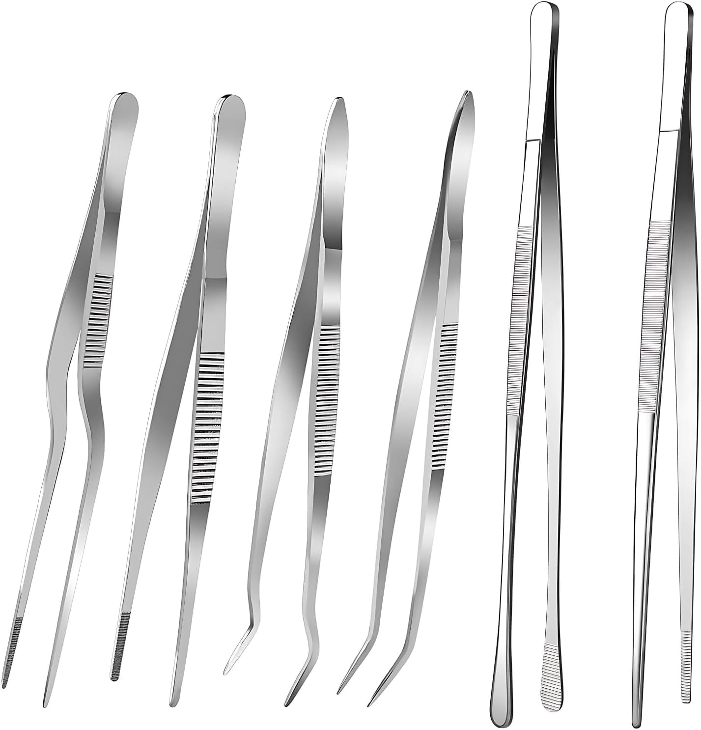 PEAKTREND 6 Pcs Tweezer Tongs for Cooking Kitchen Tweezers Stainless ...