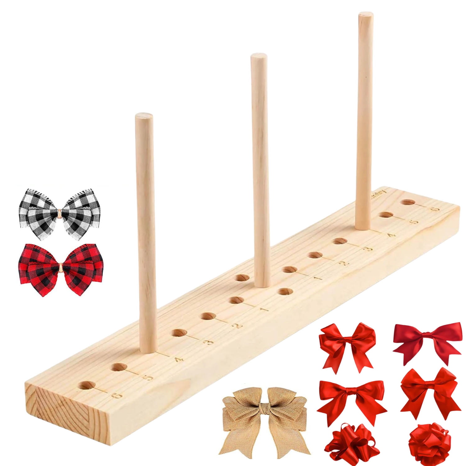 PEAKTREND Bow Maker, Oak Wood, Adjustable Pegs, Portable DIY Ribbon ...