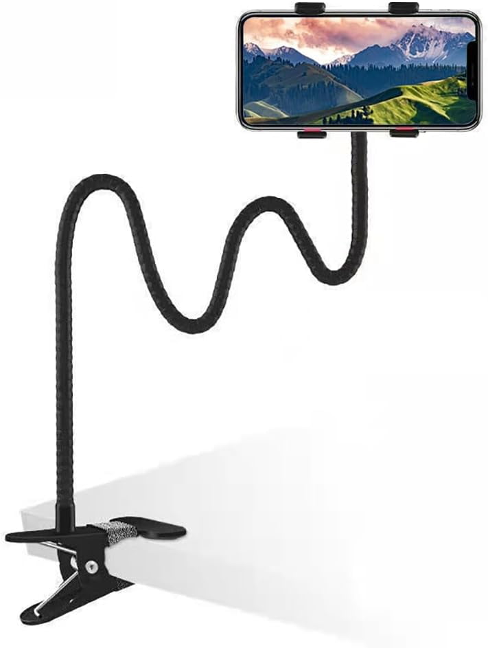 PEAKTREND Gooseneck Phone Holder for Bed - [Upgraded Stable Clip] for ...
