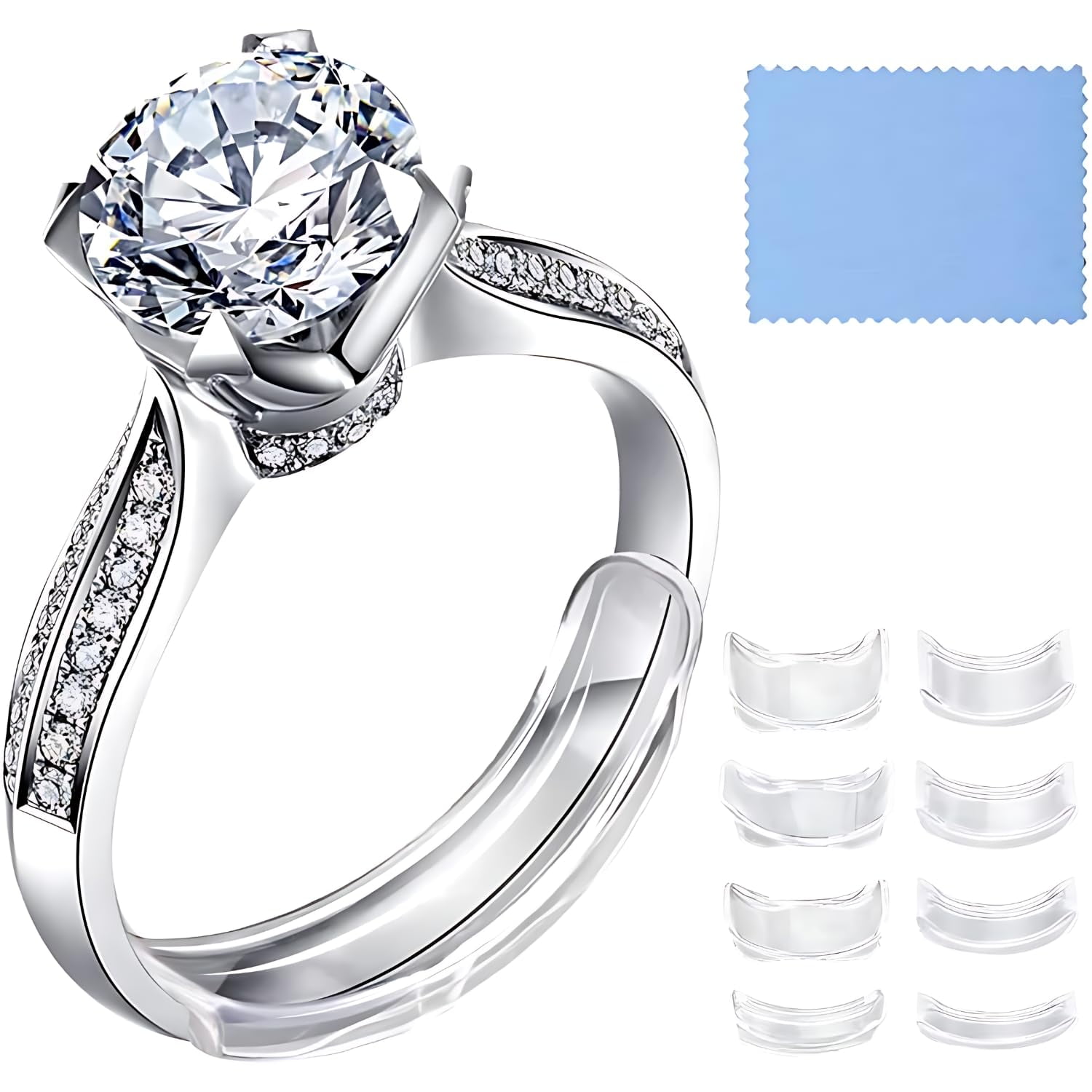 PEAKTREND Ring Sizer Adjuster, 8 Sizes, Transparent Silicone Spacer ...