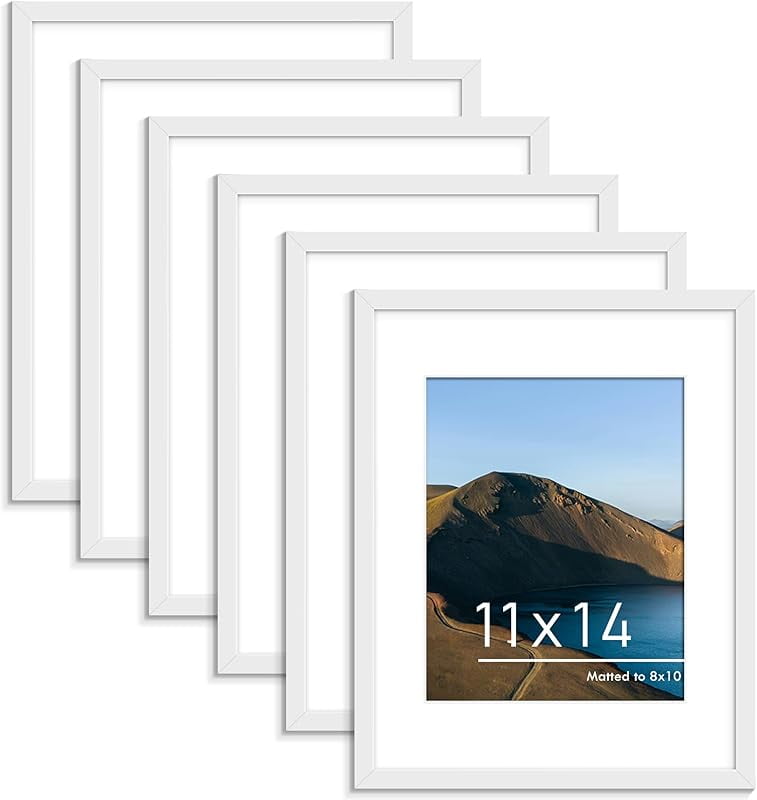 PEALSN 11x14 Picture Frame Set of 6, Display Pictures 8x10 with Mat or ...