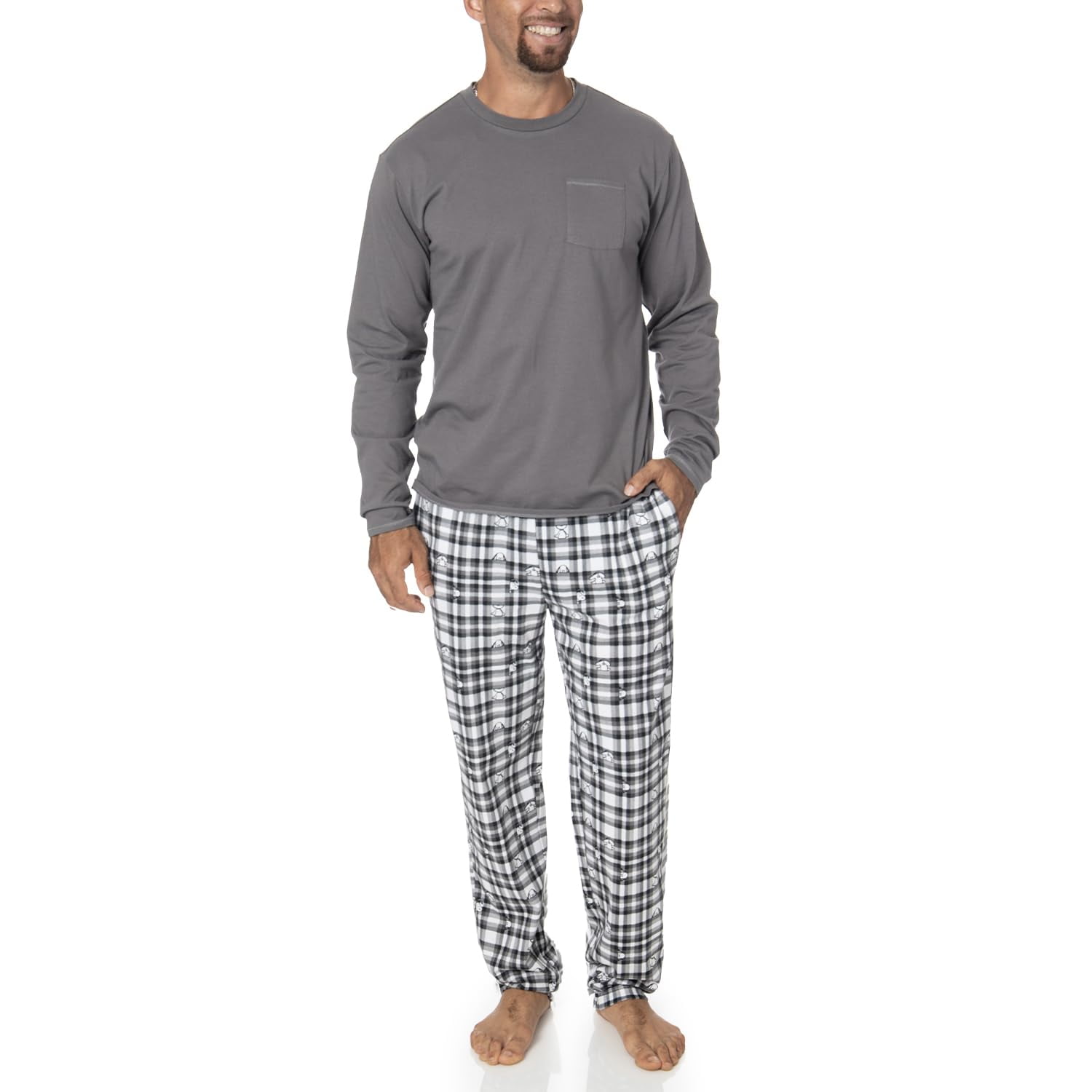 PEANUTS Mens' Cotton Snoopy Family Matching Pajamas 2-Piece Sets for Christmas with Woodstock ...