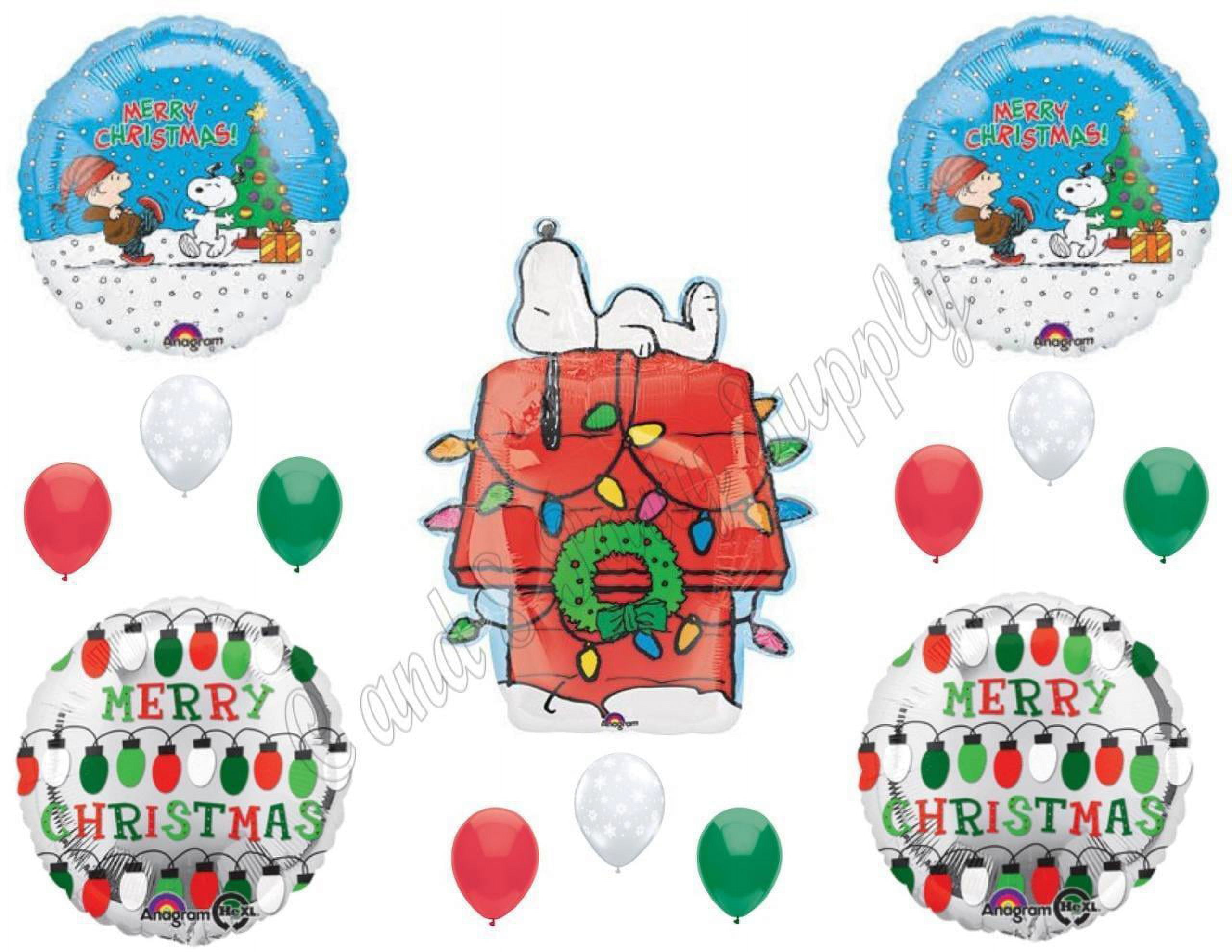 PEANUTS' SNOOPY CHRISTMAS PARTY Balloons Decoration Supplies Charlie ...