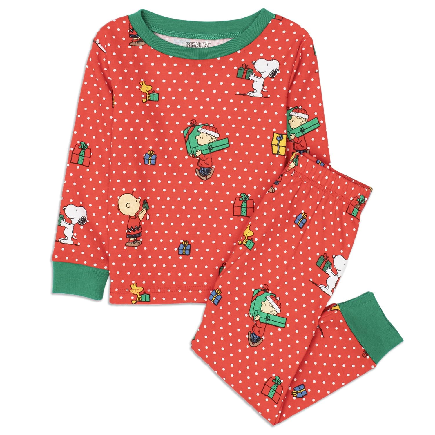 PEANUTS Snoopy 100% Cotton Family Matching Pajamas Holiday 2-Piece Sets for Christmas with ...