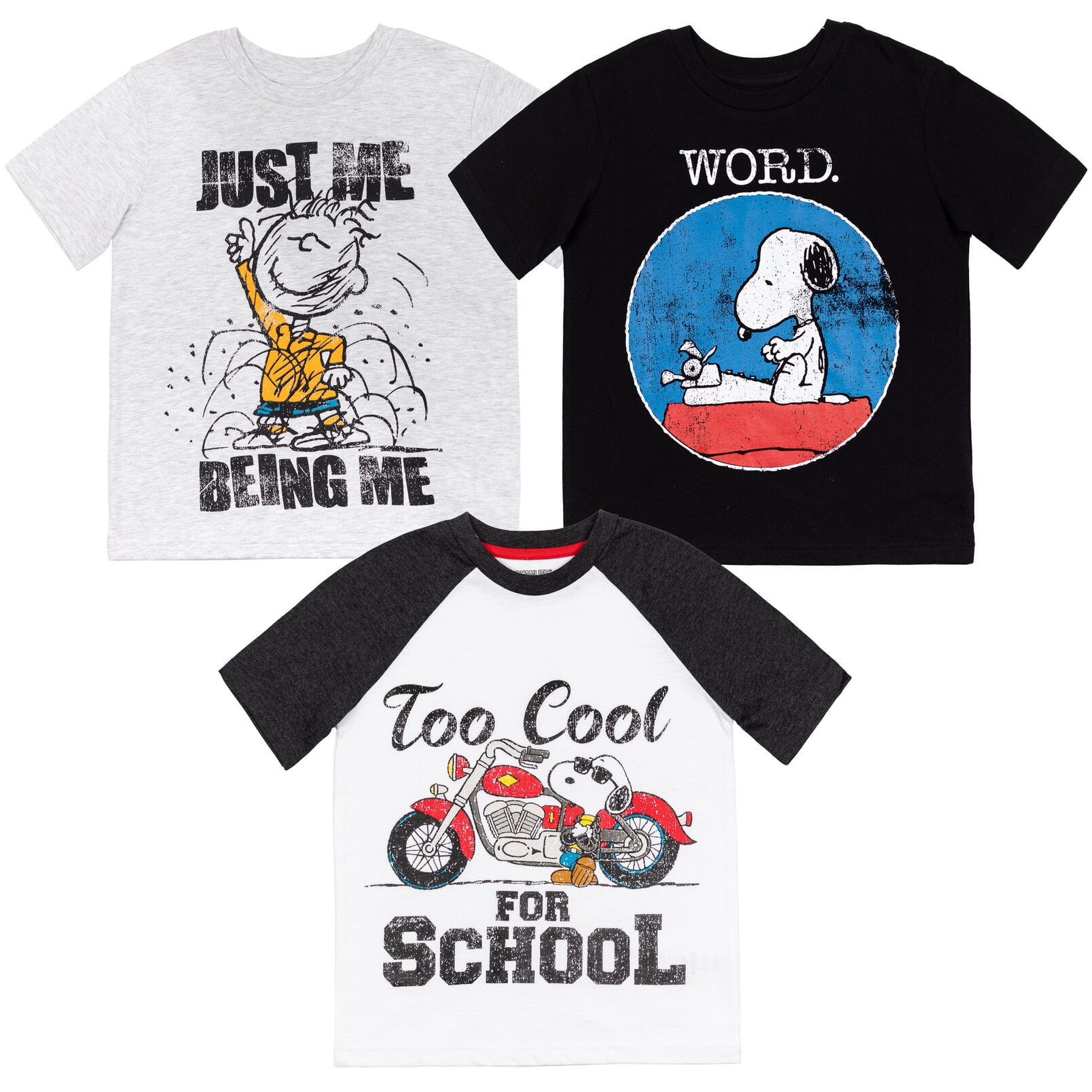 PEANUTS Snoopy Charlie Brown Big Boys 3 Pack T-Shirts Toddler to Big ...