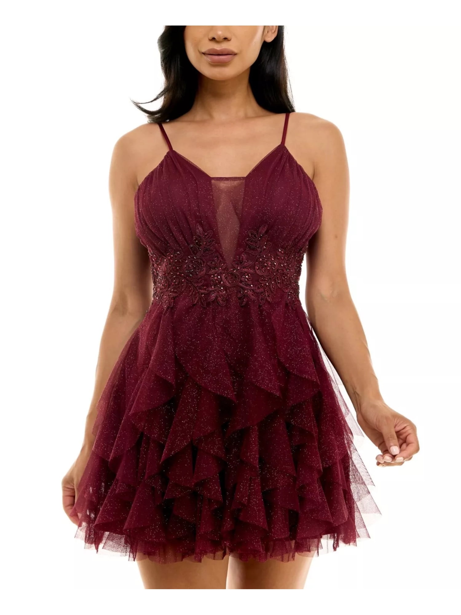 PEAR CULTURE Womens Burgundy Zippered Lined Lace-up Back Corkscrew ...