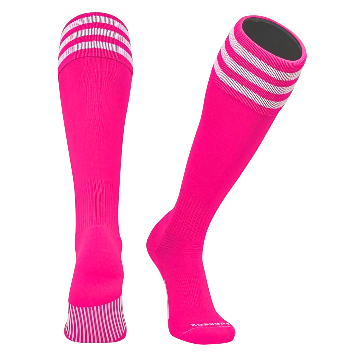 PEAR SOX Euro 3 Stripe Soccer Socks with Fold-Over Cuff - Neon Pink ...