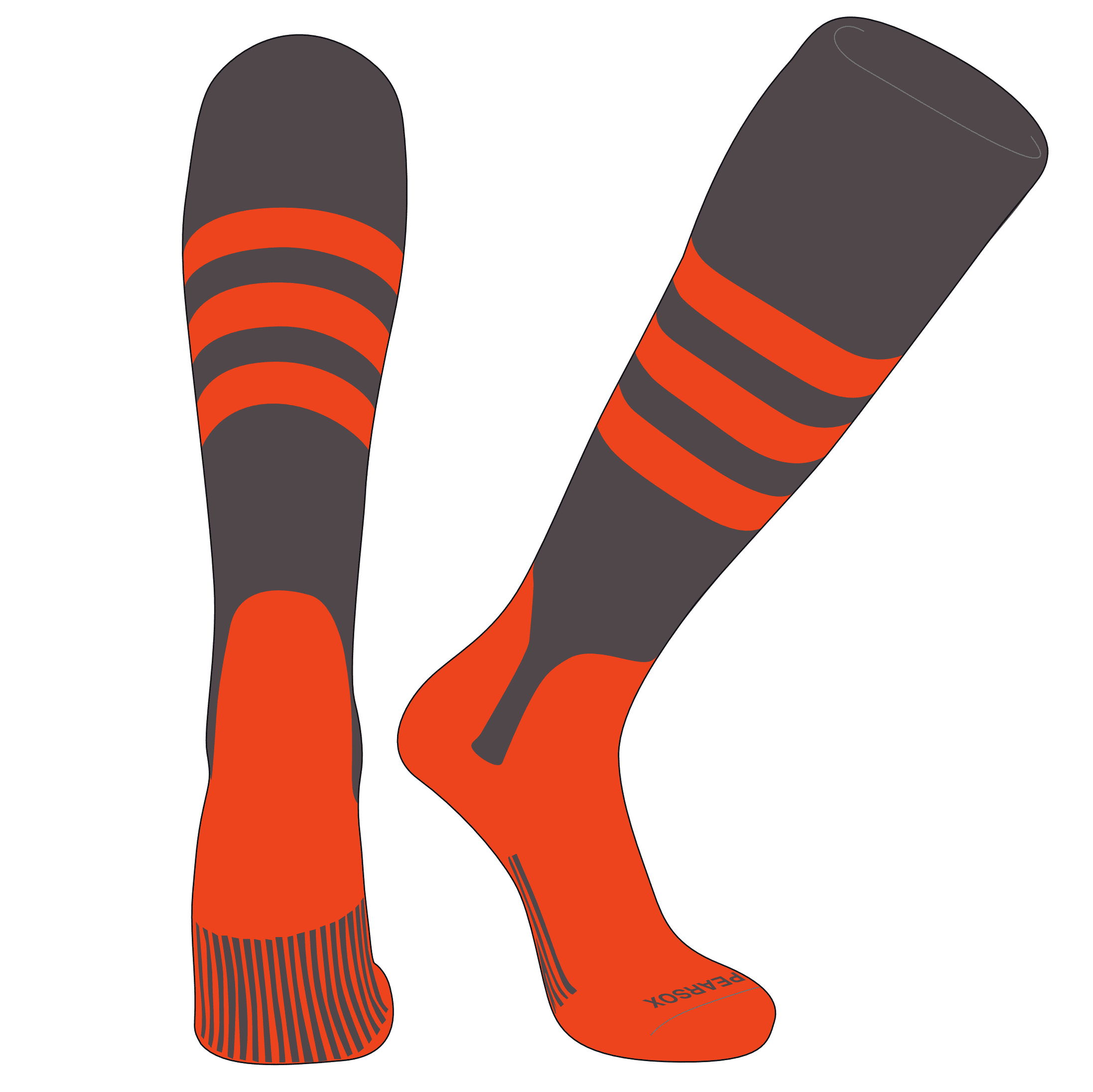 PEAR SOX OTC Baseball Softball Stirrup Socks (A, 5in) Graphite, Orange ...