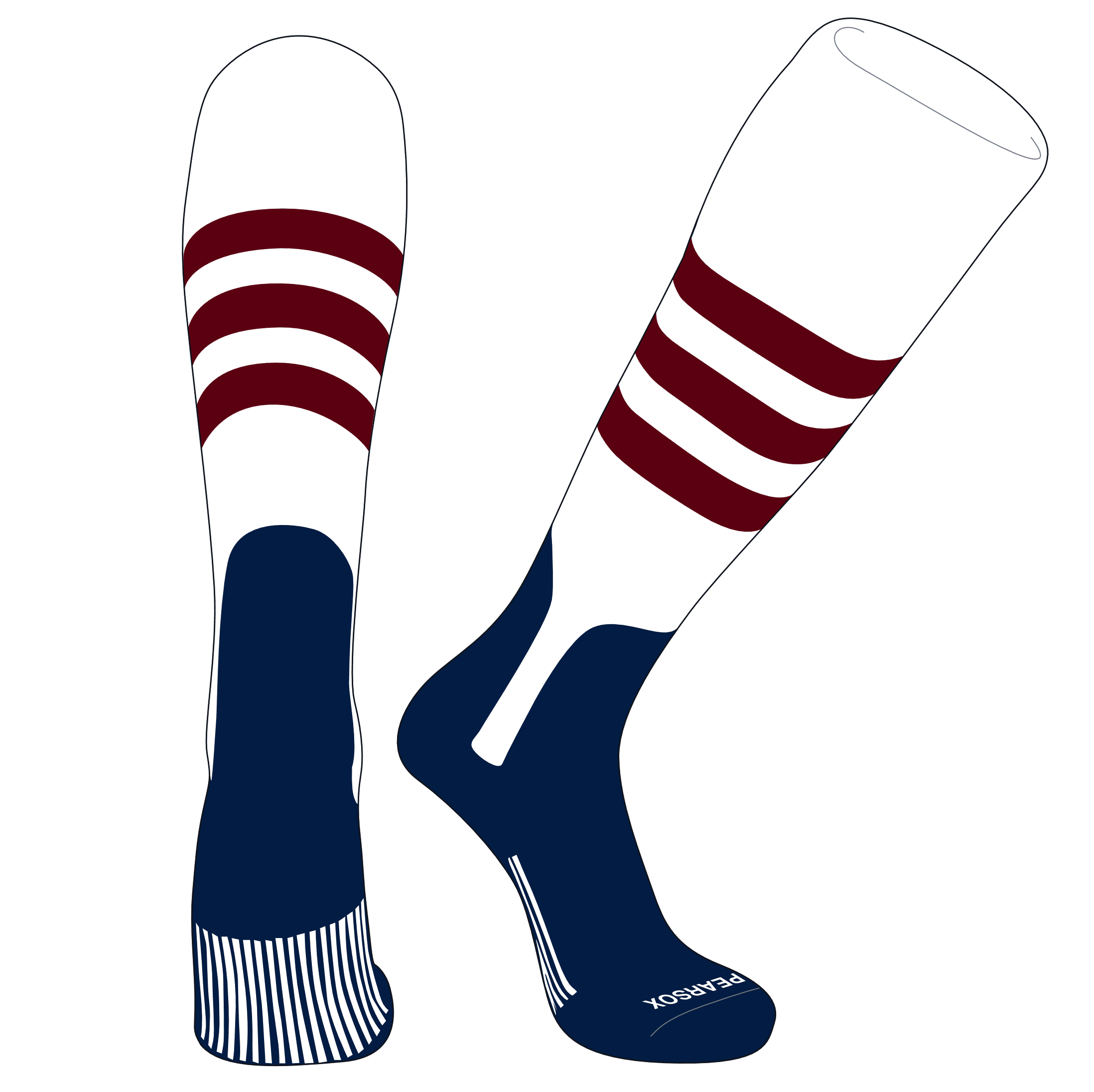 PEAR SOX OTC Baseball Softball Stirrup Socks (A, 7in) White, Cardinal ...