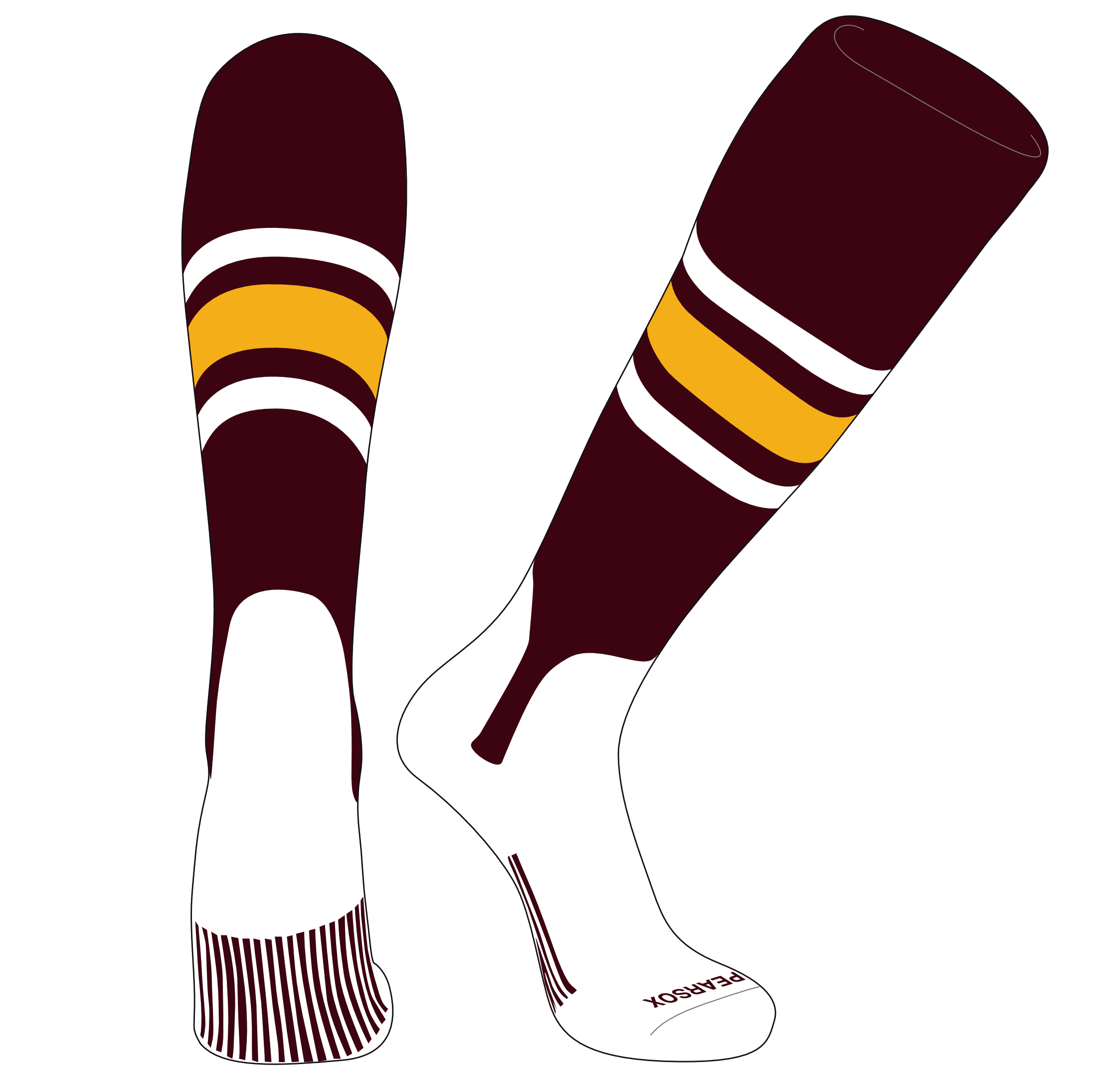 PEAR SOX OTC Baseball Softball Stirrup Socks (B, 5in) Maroon, White ...