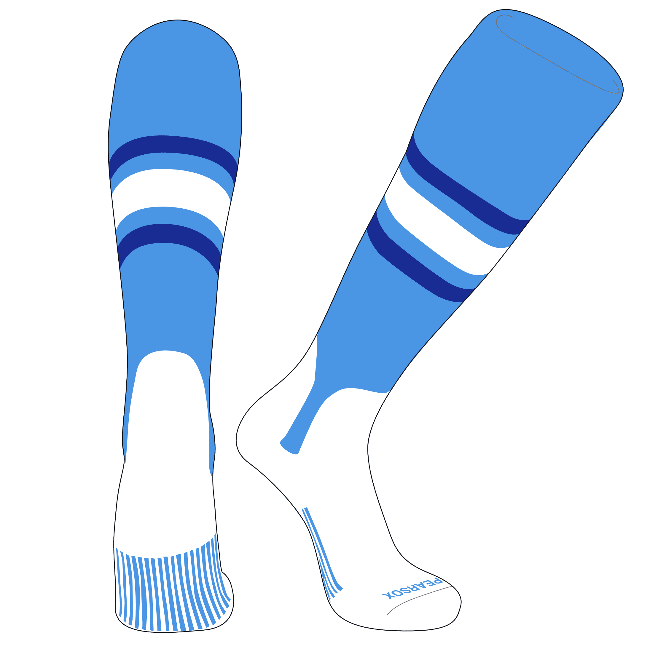PEAR SOX OTC Baseball Softball Stirrup Socks (B, 5in) Sky Blue, Royal ...