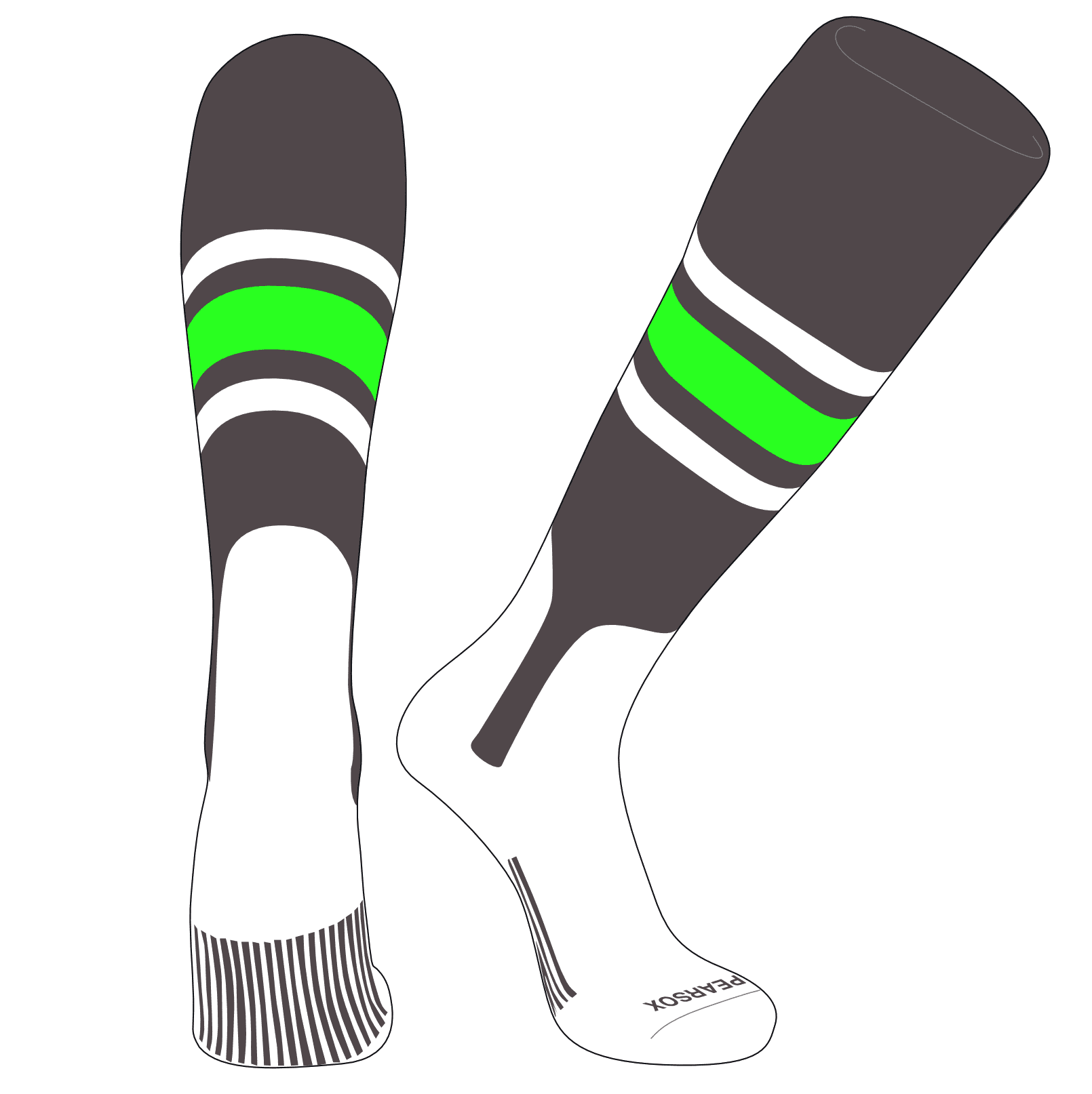PEAR SOX OTC Baseball Softball Stirrup Socks (B, 7in) Graphite, White ...