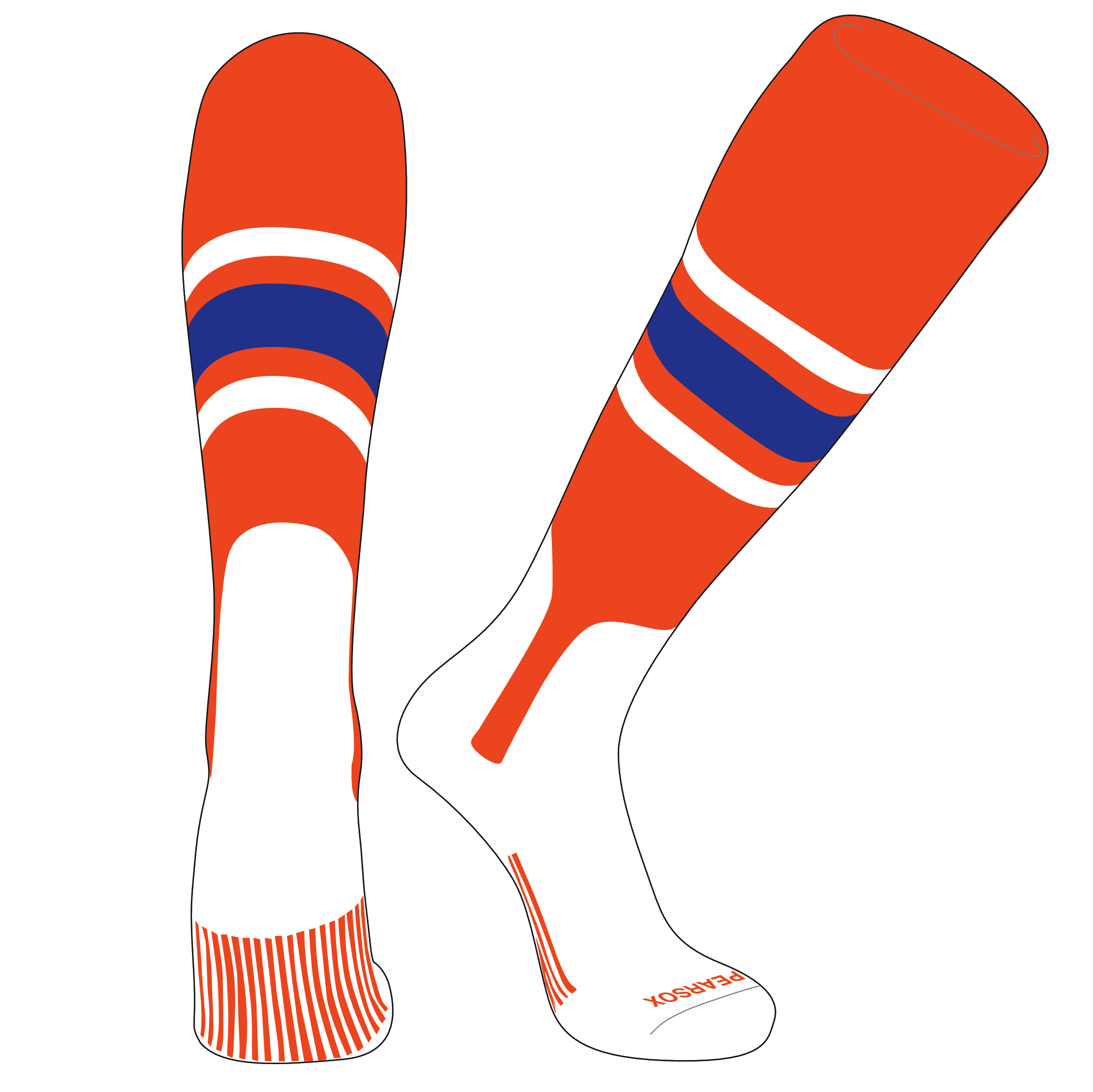 PEAR SOX OTC Baseball Softball Stirrup Socks (B, 7in) Orange, White ...