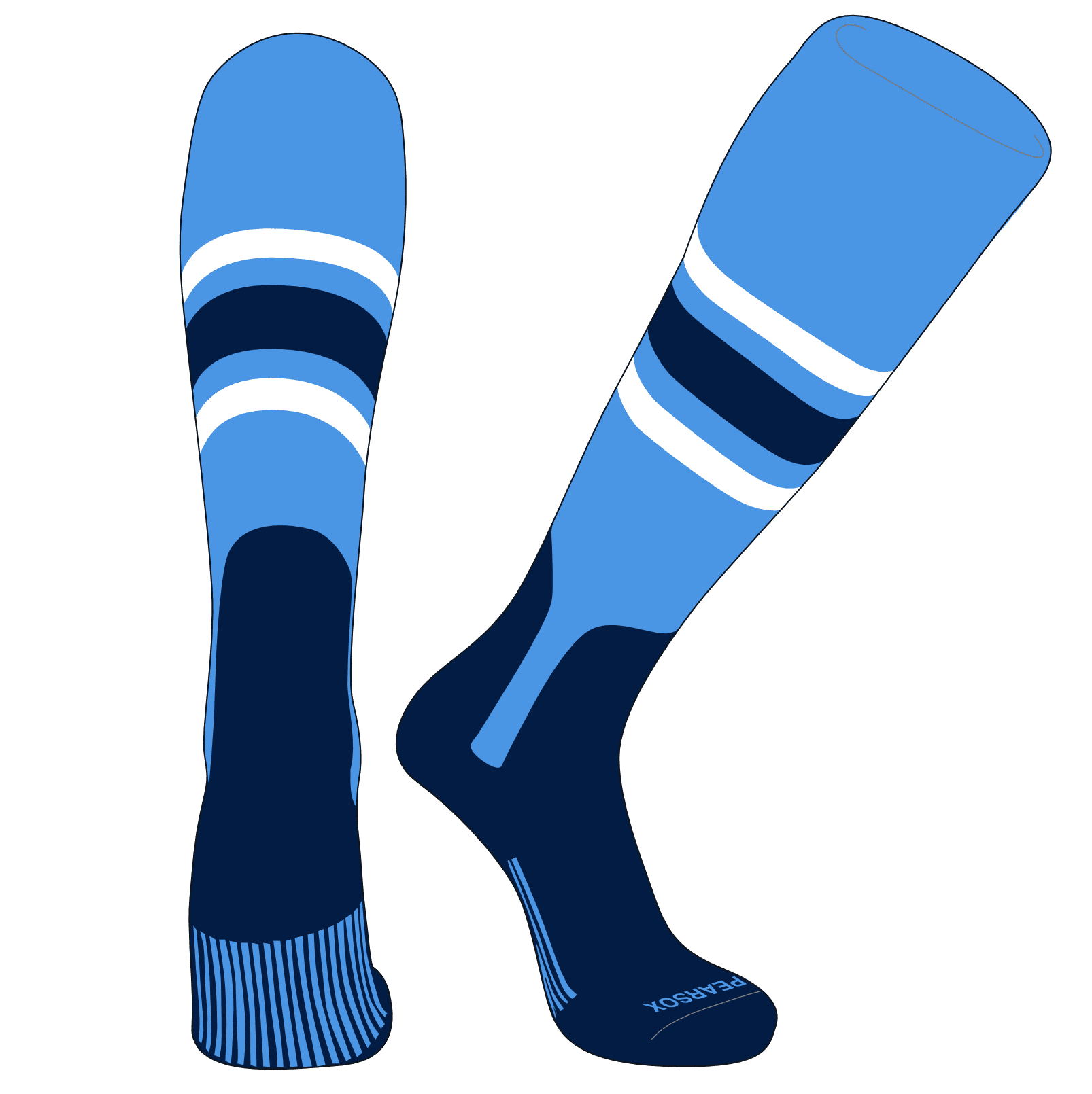 PEAR SOX OTC Baseball Softball Stirrup Socks (B, 7in) Sky Blue, White ...