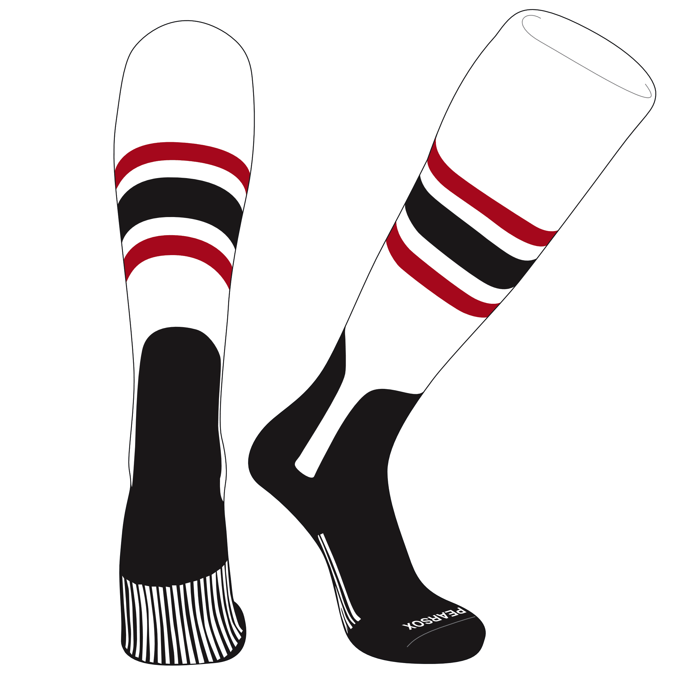 PEAR SOX OTC Baseball Softball Stirrup Socks (B, 7in) White, Red, Black ...
