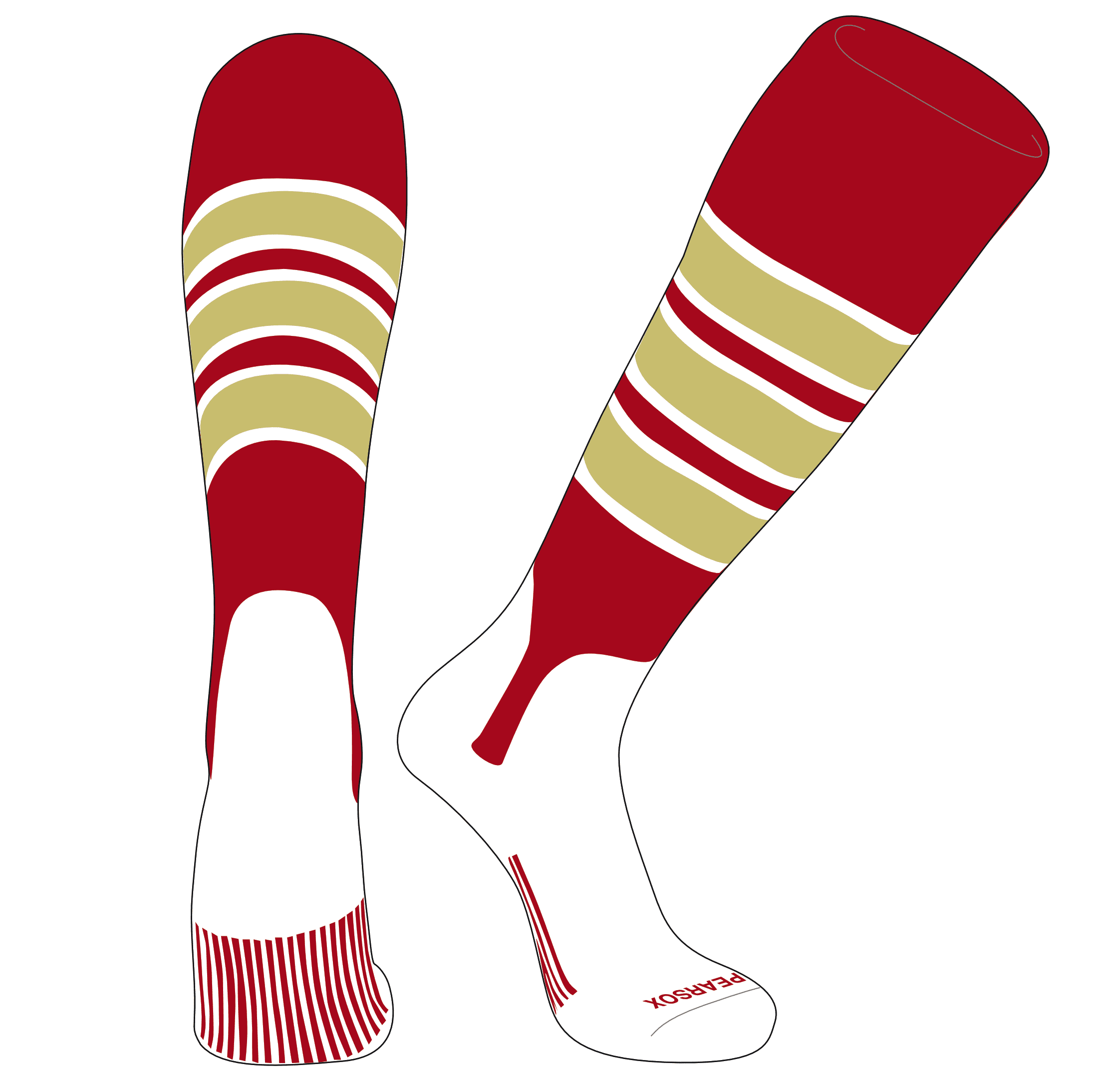 PEAR SOX OTC Baseball Softball Stirrup Socks (C, 5in) Red, White, Vegas ...
