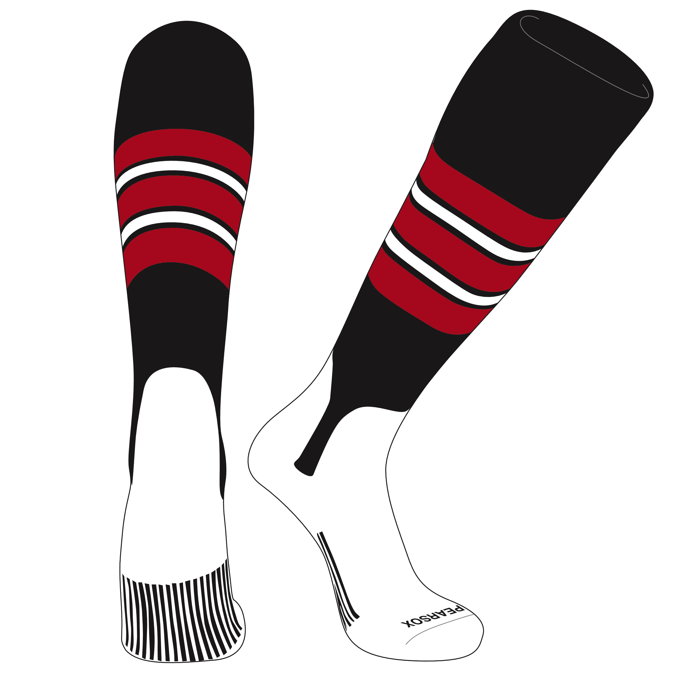 PEAR SOX OTC Baseball Softball Stirrup Socks (E, 5in) Black, Red, White ...