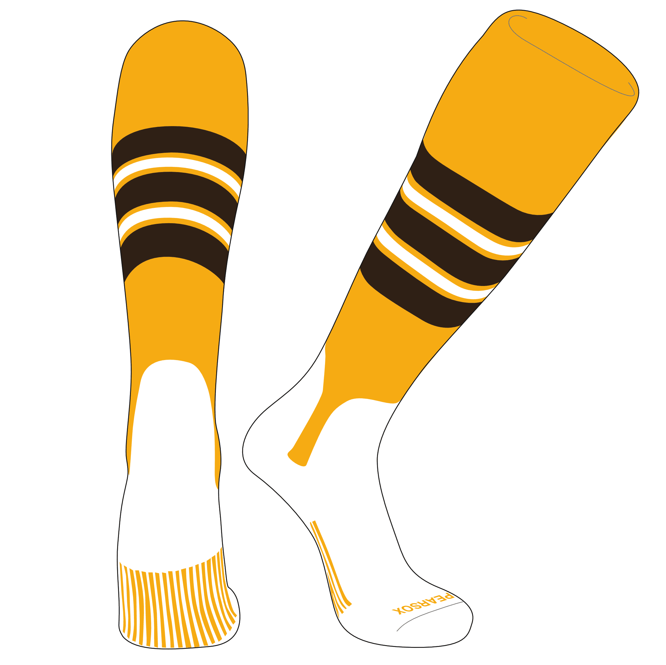 PEAR SOX OTC Baseball Softball Stirrup Socks (E, 5in) Gold, Brown ...