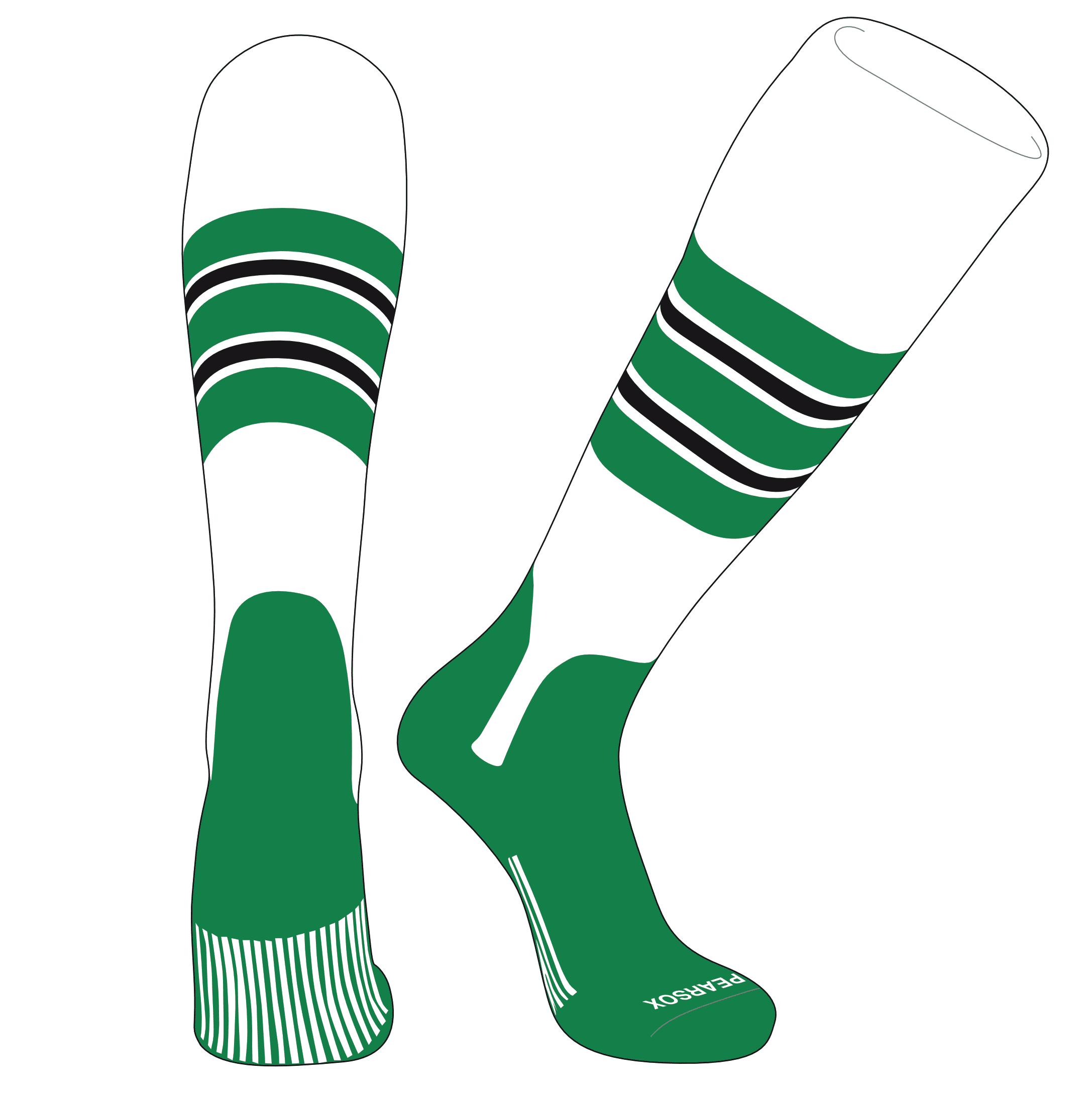 PEAR SOX OTC Baseball Softball Stirrup Socks (E, 5in) White, Kelly ...