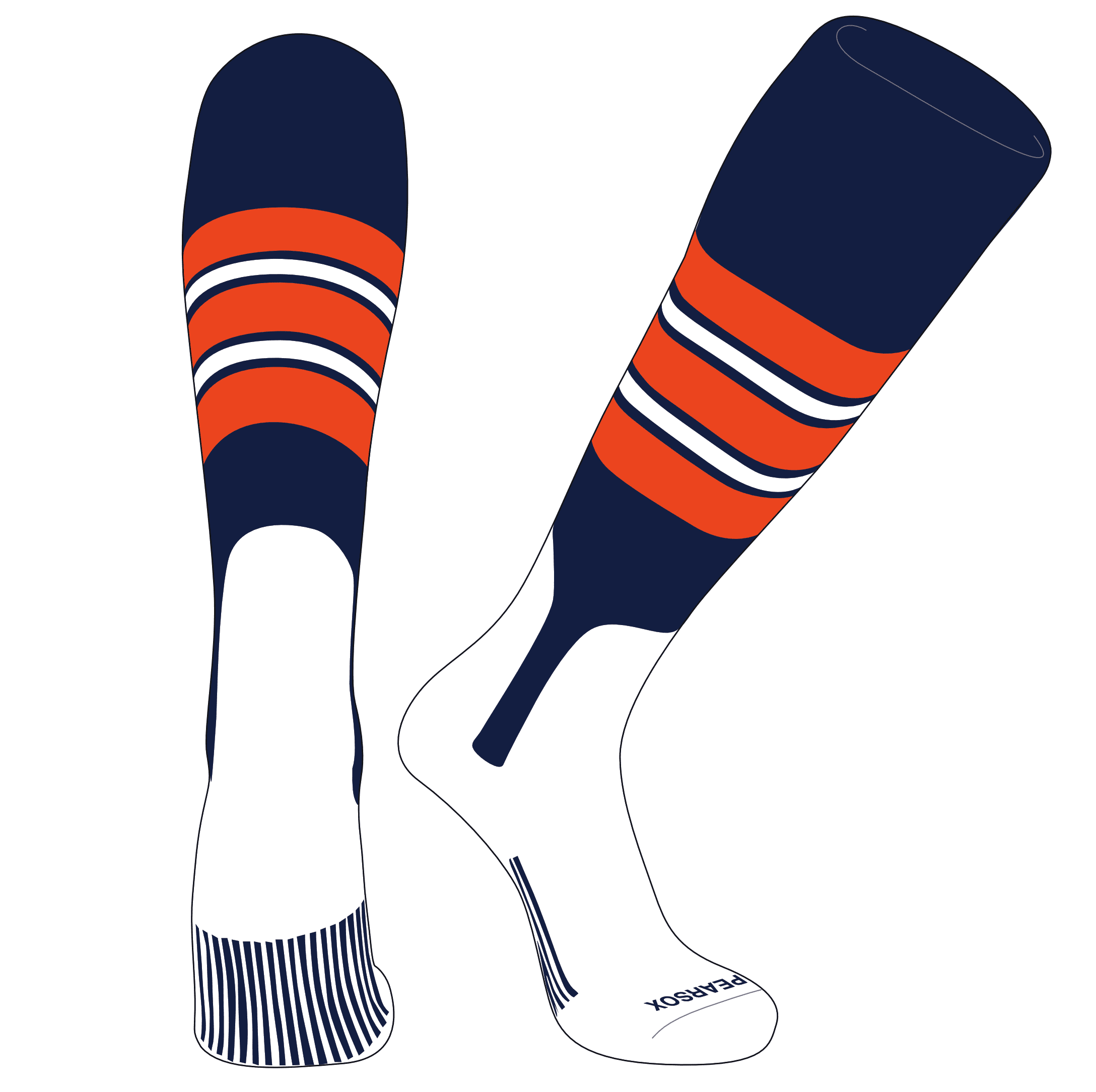 PEAR SOX OTC Baseball Softball Stirrup Socks (E, 7in) Navy, Orange ...