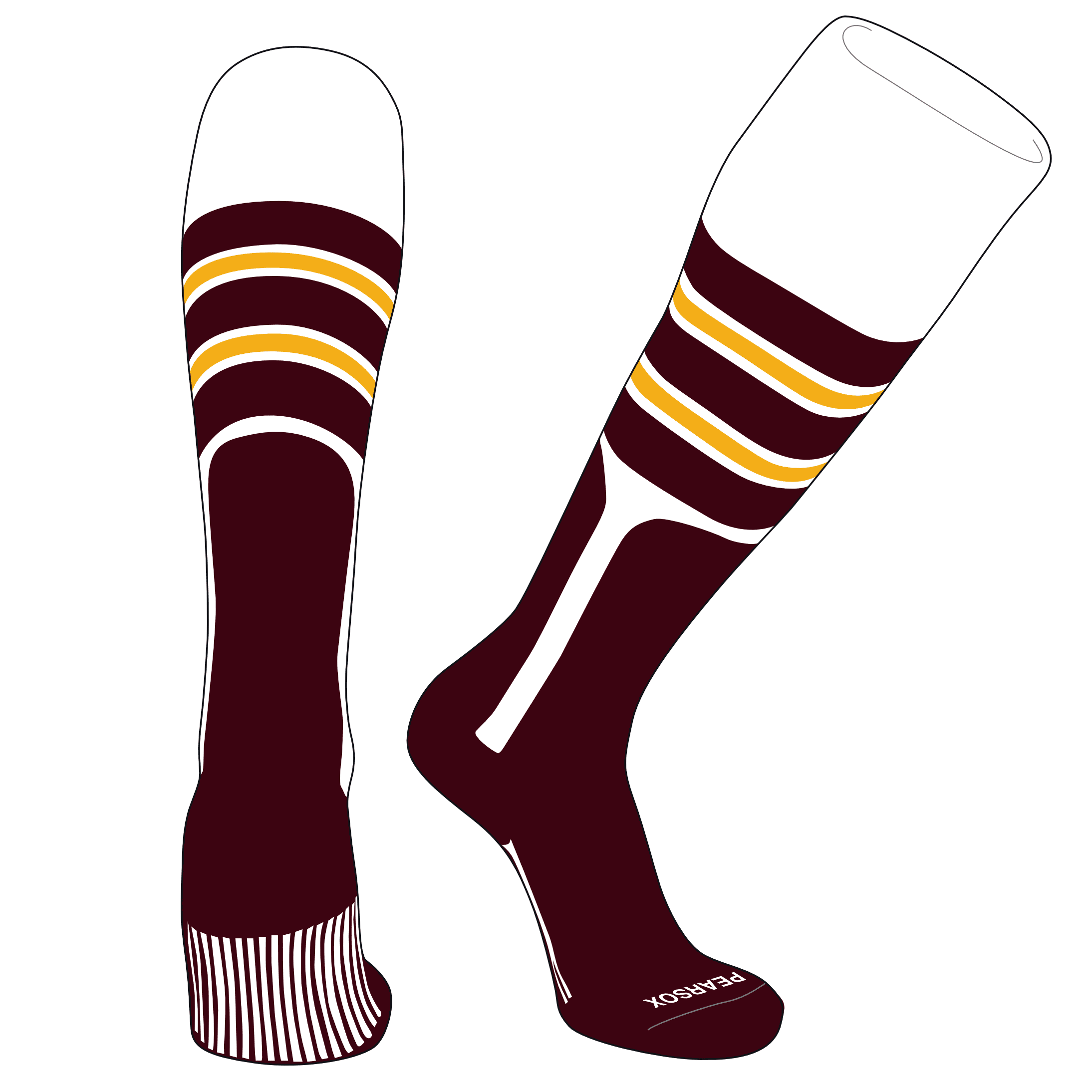 PEAR SOX OTC Baseball Softball Stirrup Socks (E, 9in) White, Maroon ...
