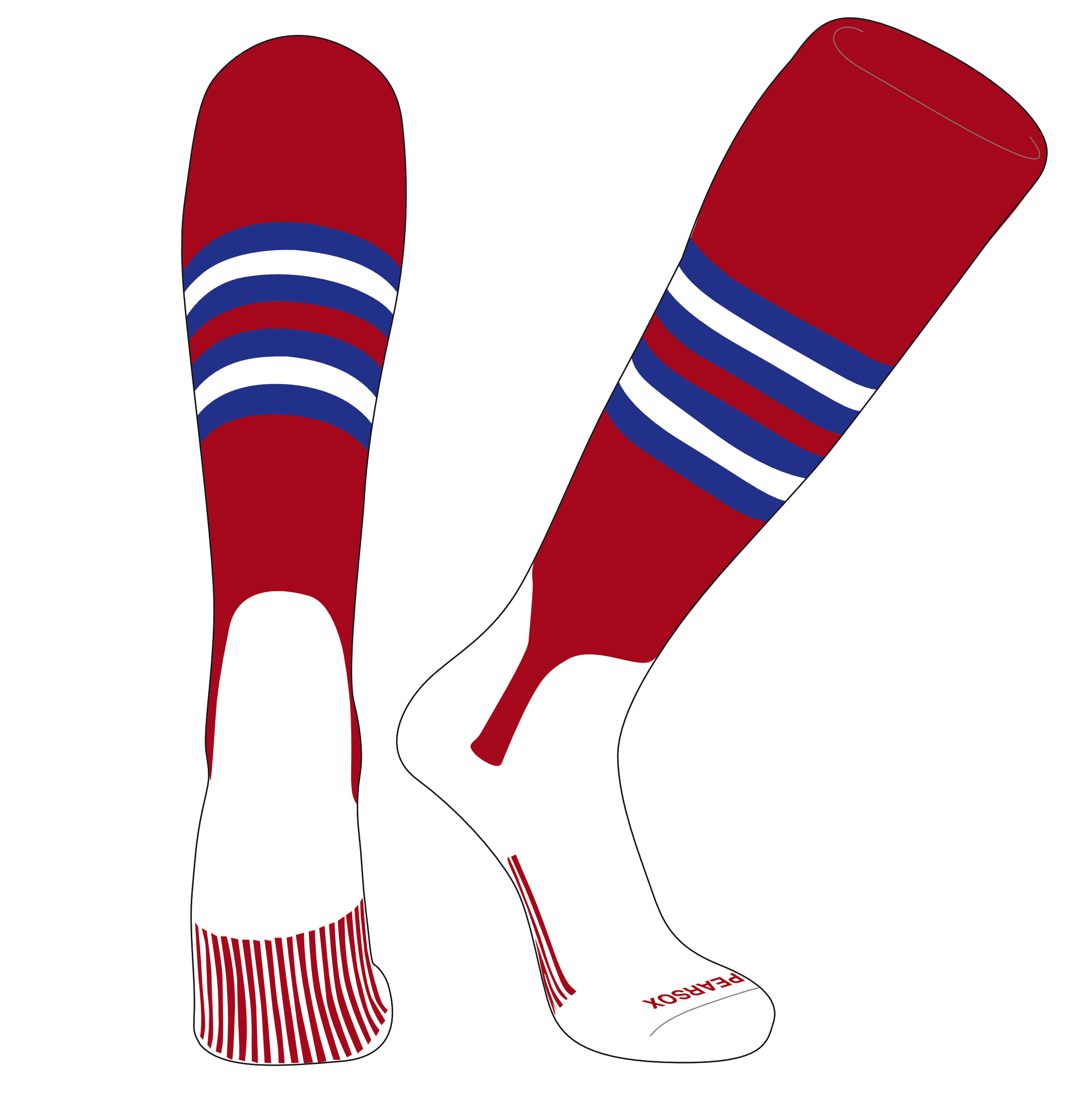PEAR SOX OTC Baseball Softball Stirrup Socks (F, 5in) Red, Royal, White ...