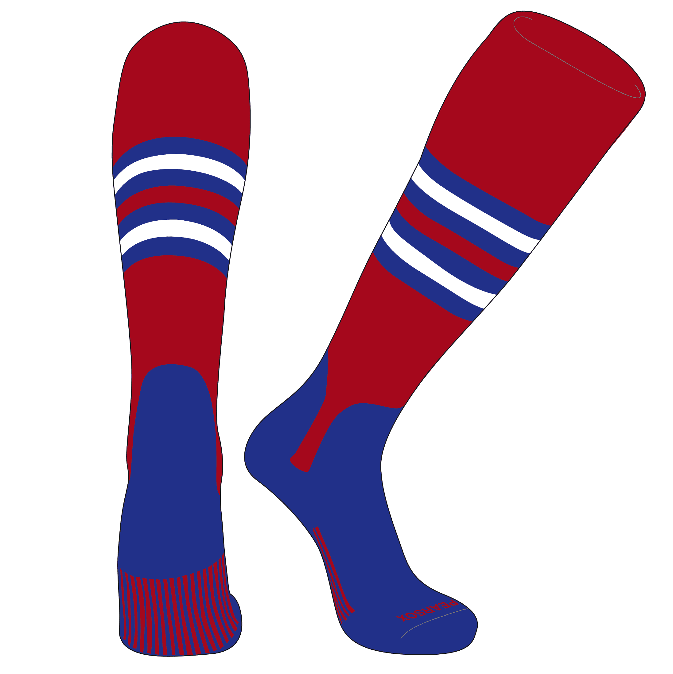 PEAR SOX OTC Baseball Softball Stirrup Socks (F, 5in) Red, Royal, White ...