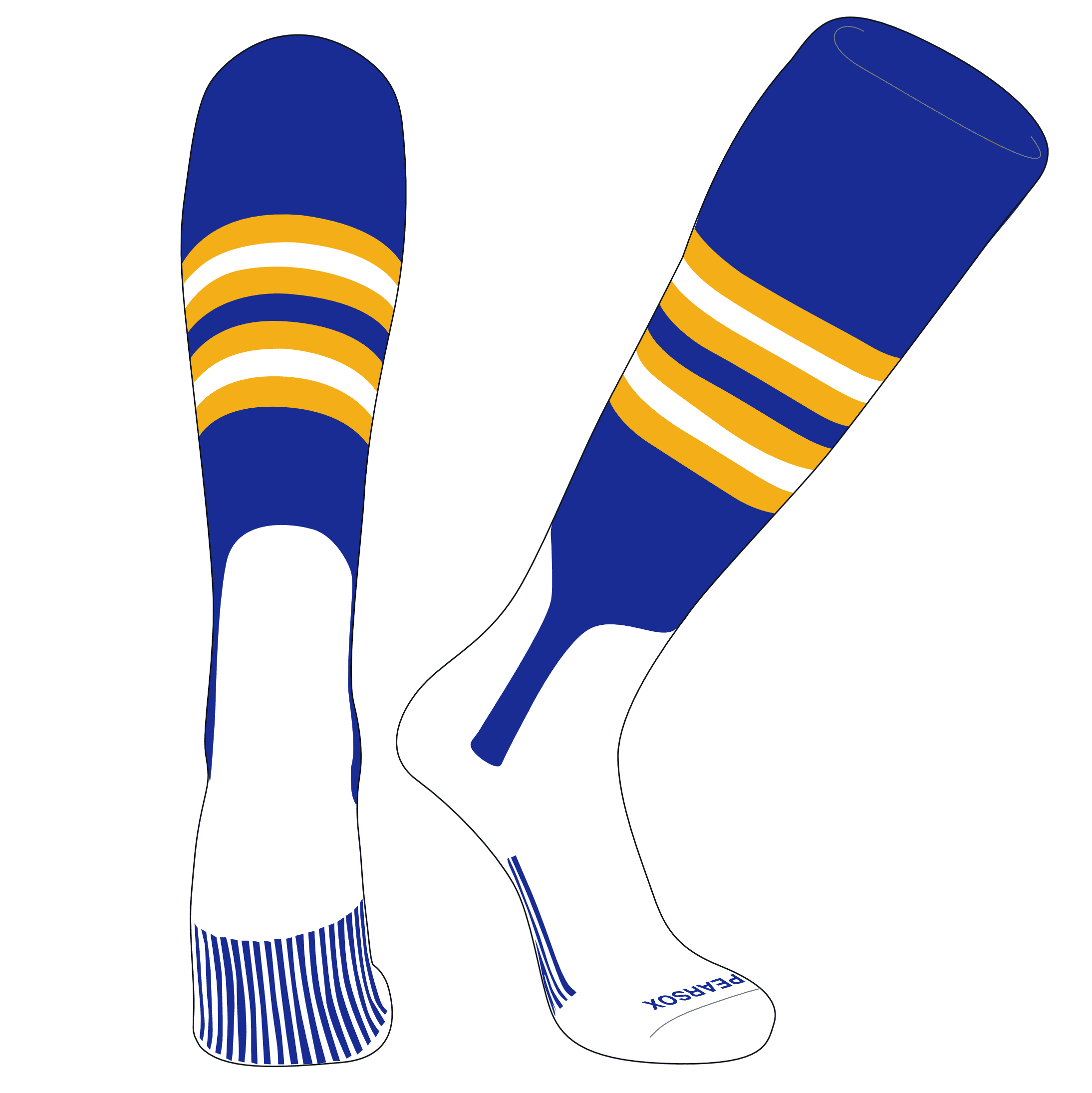 PEAR SOX OTC Baseball Softball Stirrup Socks (F, 7in) Royal, Gold ...