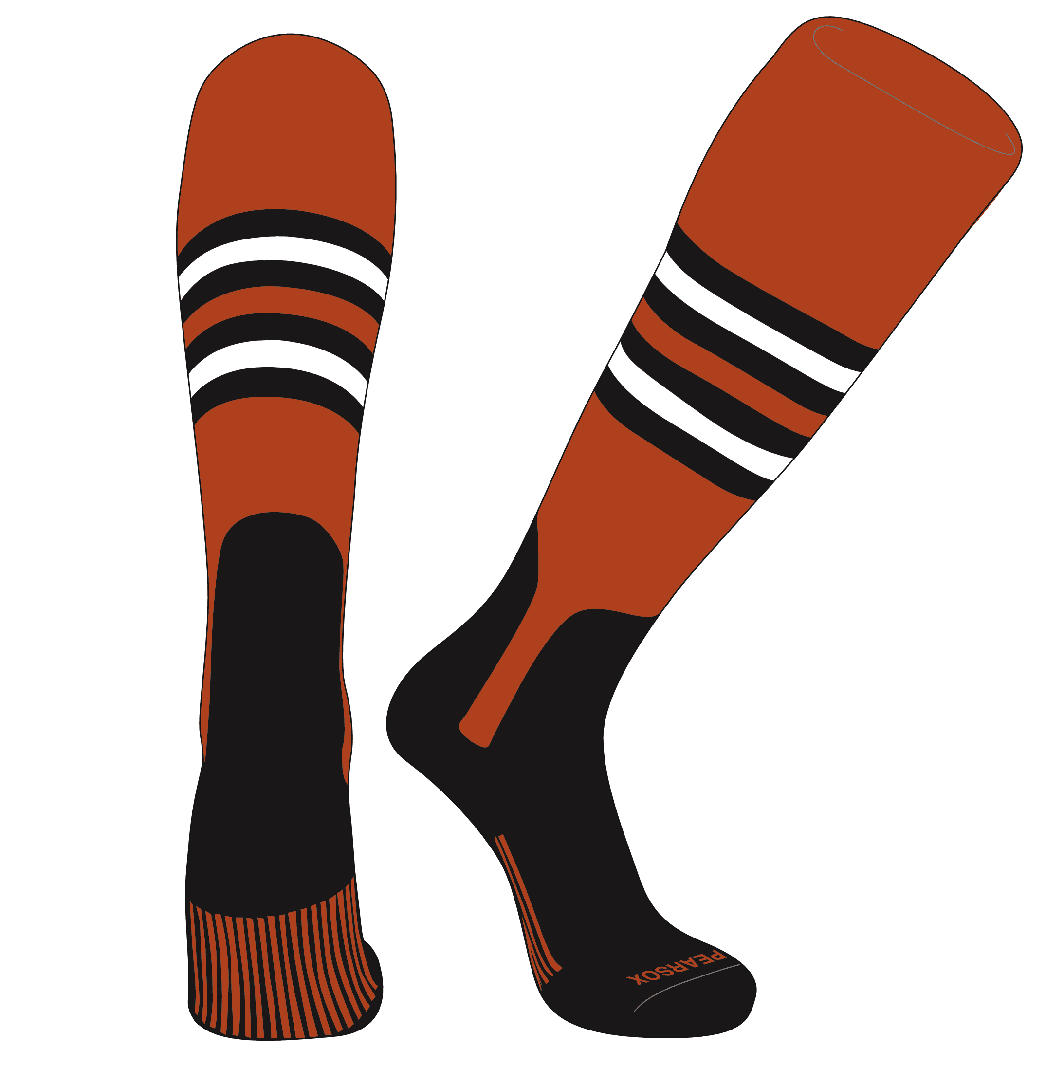 PEAR SOX OTC Baseball Softball Stirrup Socks (F, 7in) Texas Orange ...
