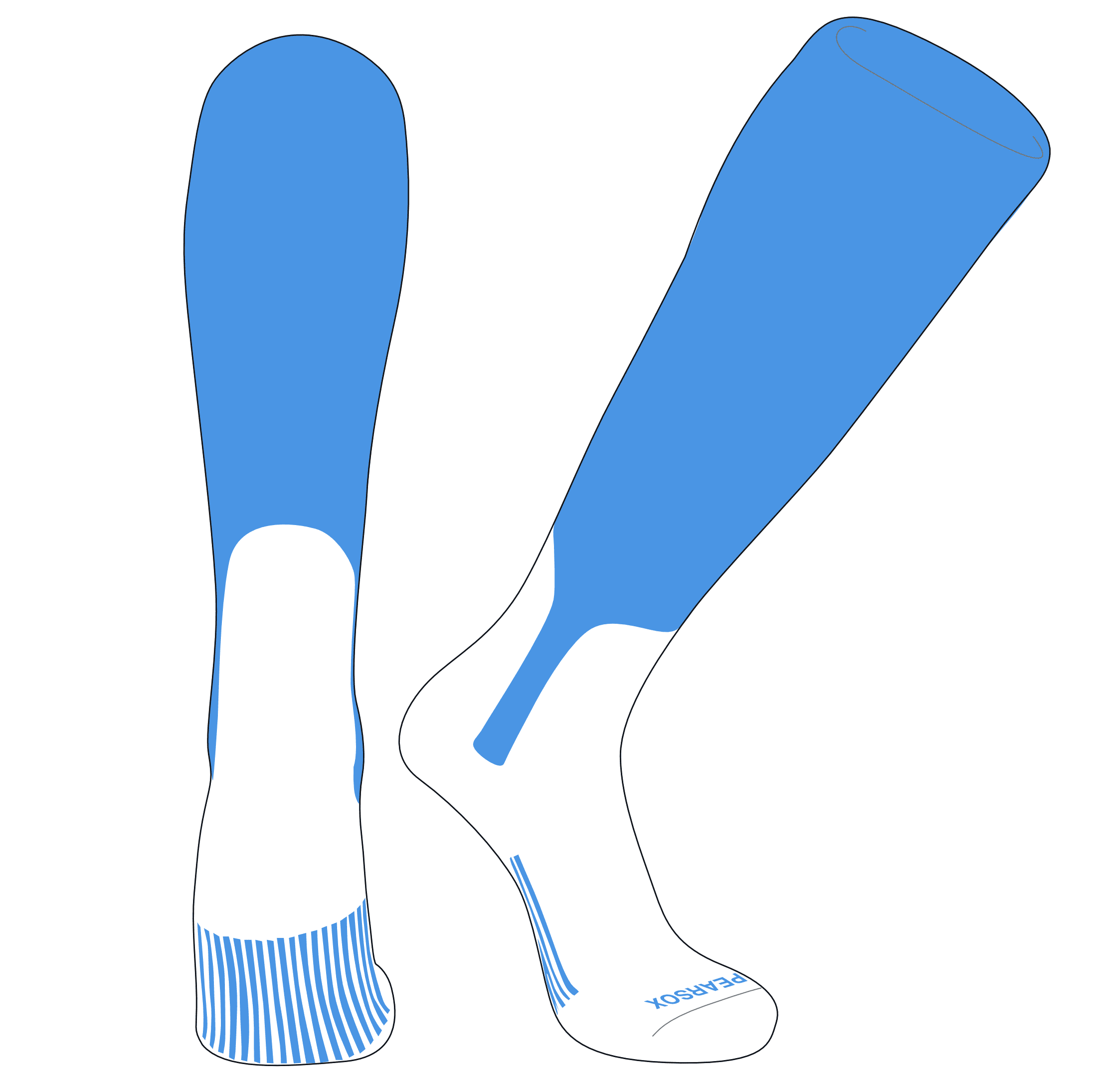 PEAR SOX OTC Baseball Softball Stirrup Socks (S, 7in) Sky Blue, White ...