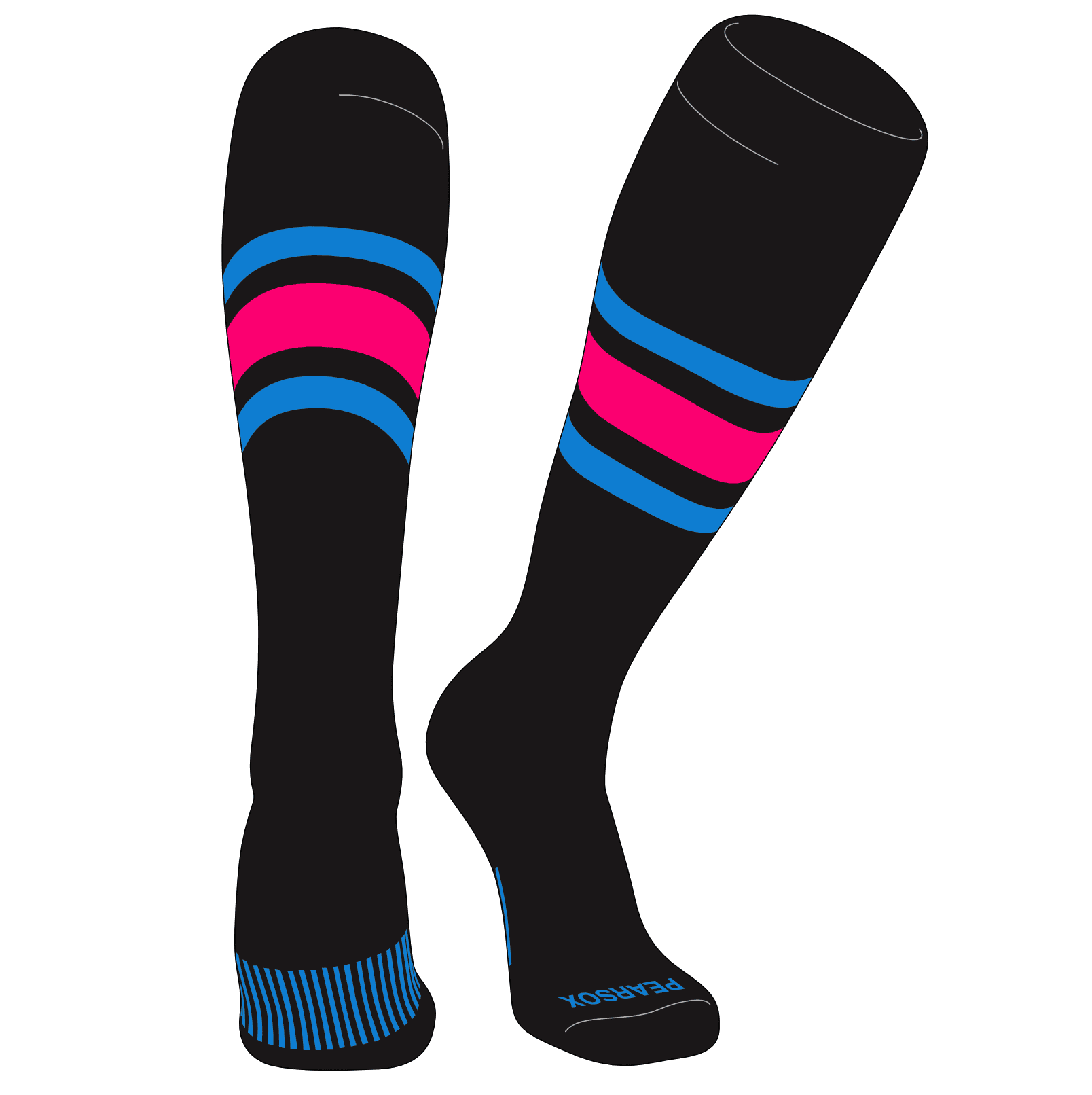 PEAR SOX Striped OTC Baseball, Softball, Football Socks (B) Black, NEON ...