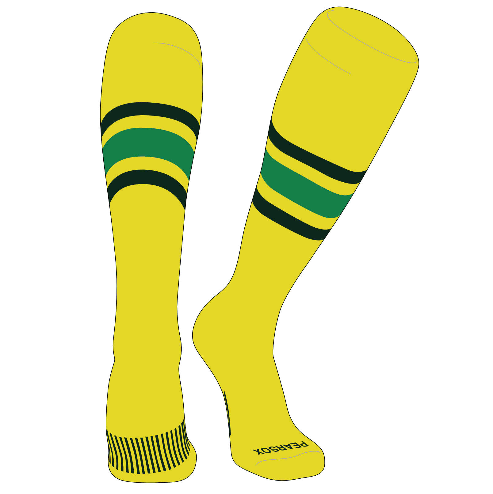 PEAR SOX Striped OTC Baseball, Softball, Football Socks (B) Bright ...