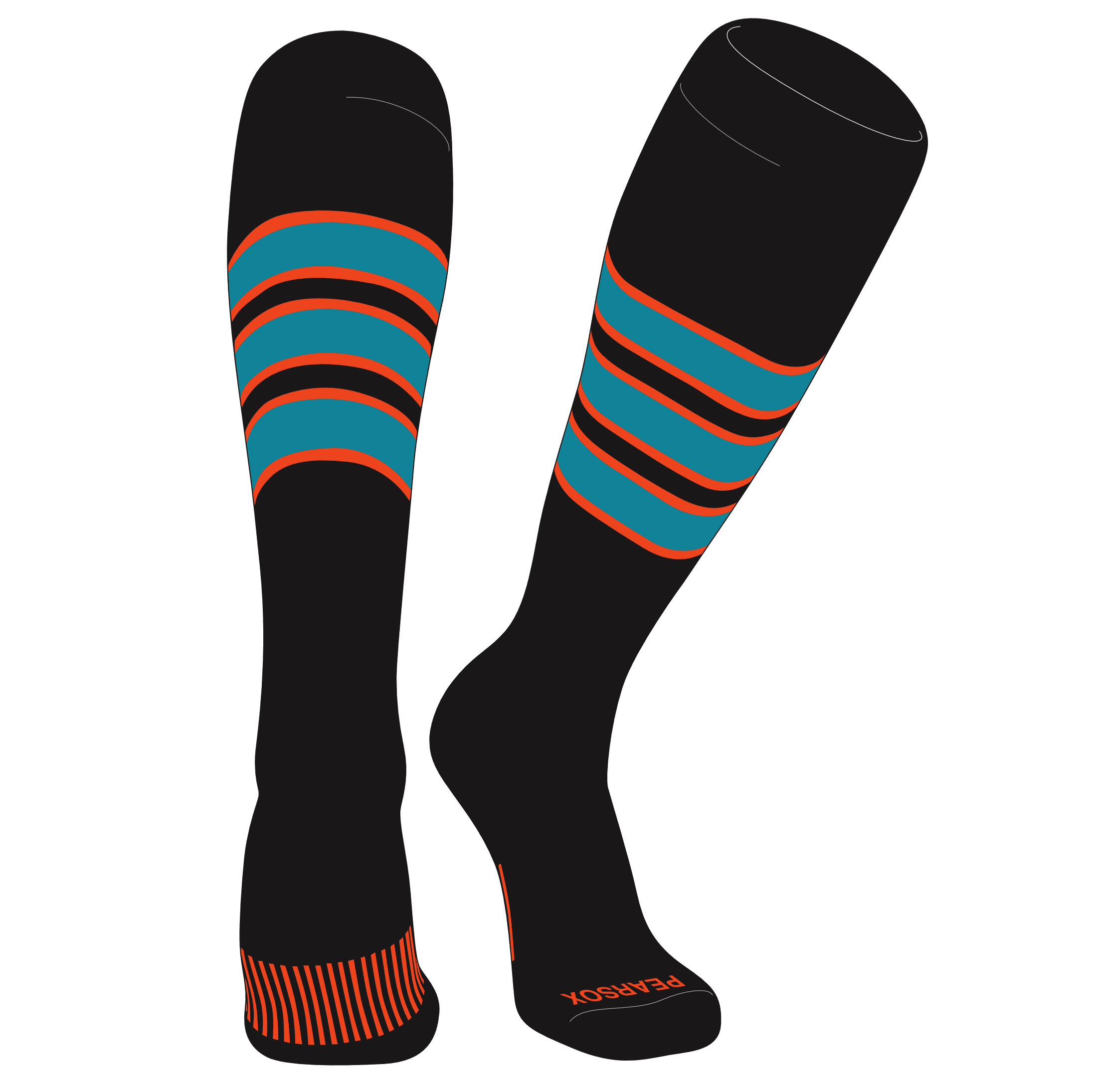 PEAR SOX Striped OTC Baseball, Softball, Football Socks (C) Black ...