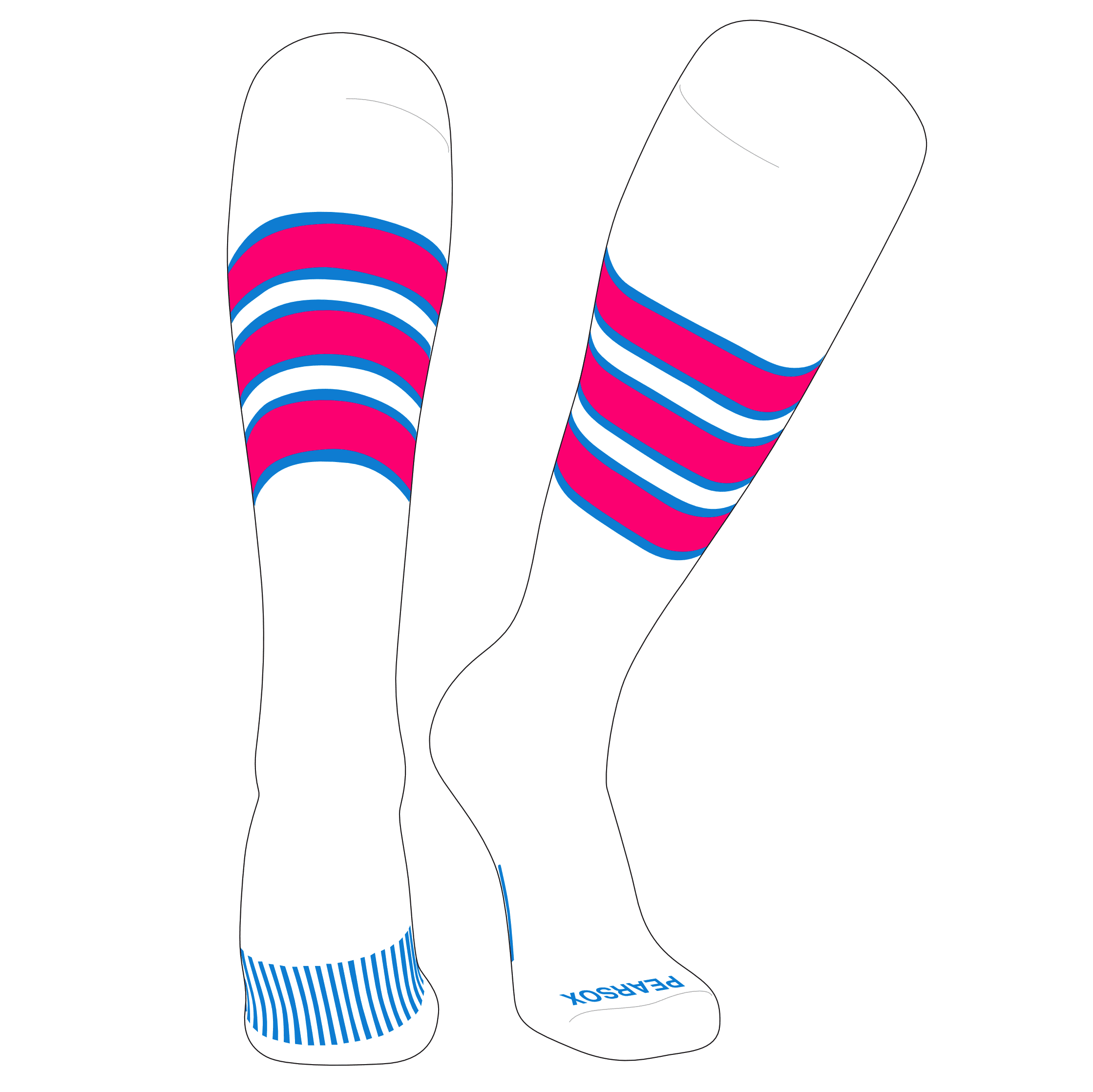 PEAR SOX Striped OTC Baseball, Softball, Football Socks (C) White, Neon ...