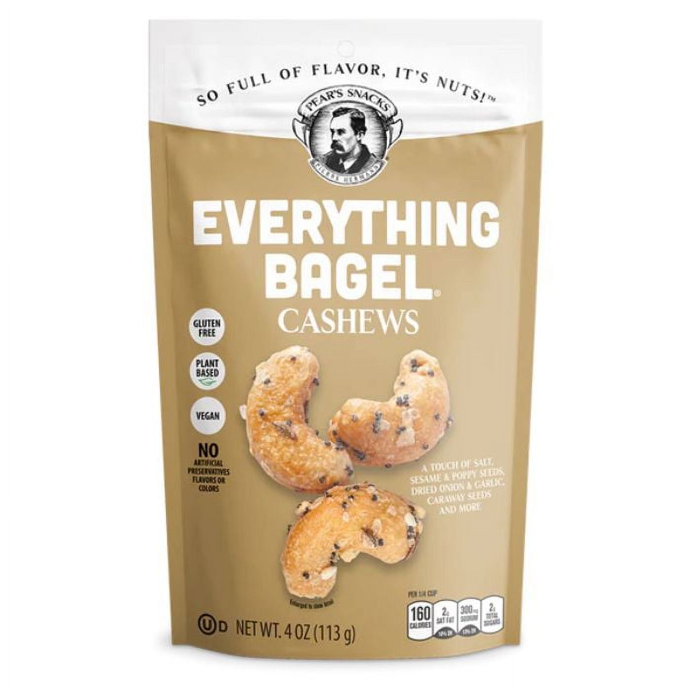 PEARS SNACKS CASHEWS EVERYTHING BAGEL 4 OZ - Pack of 6 - Walmart.com