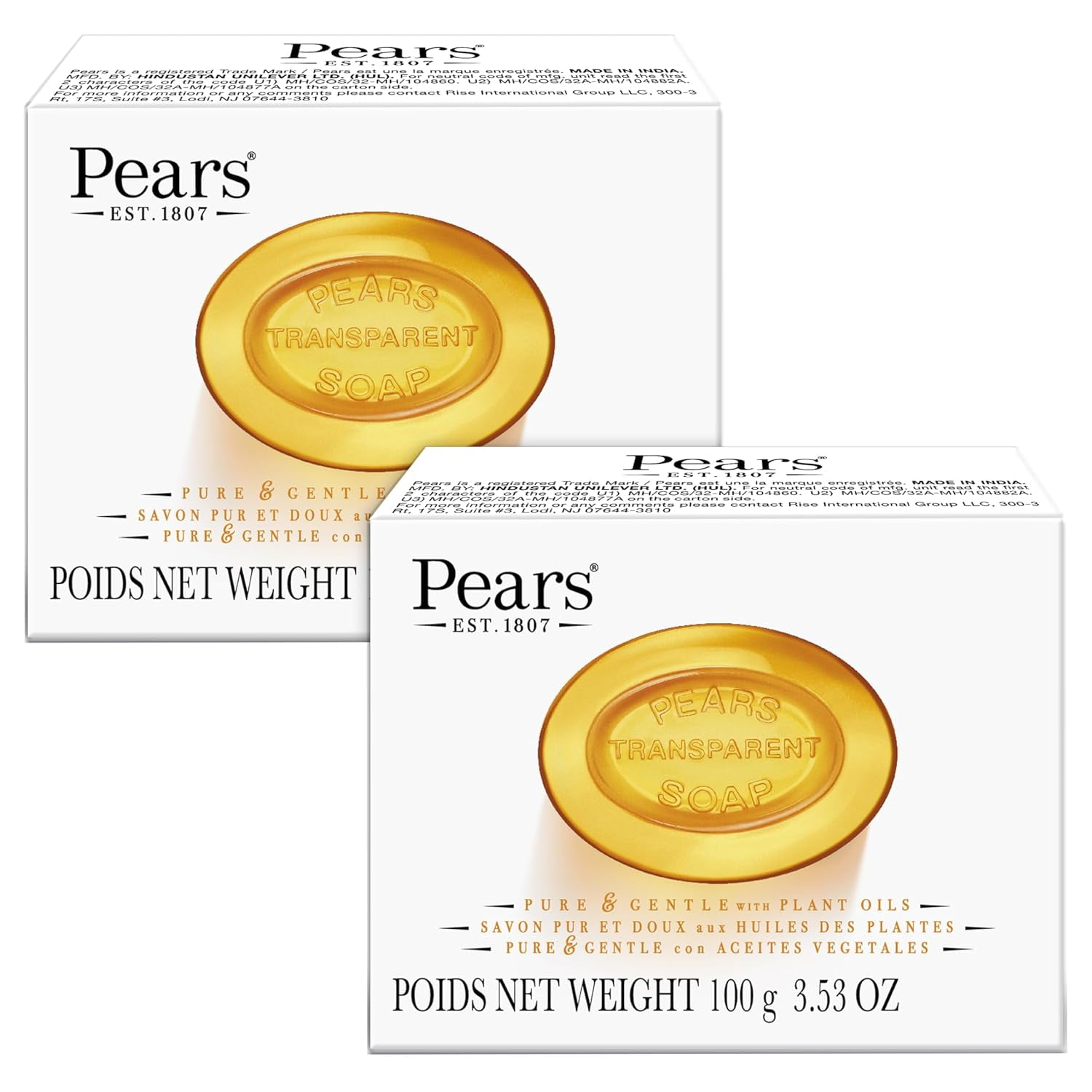 PEARS Soap, Face & Body Soap, Amber – Pure & Gentle Transparent Bar ...
