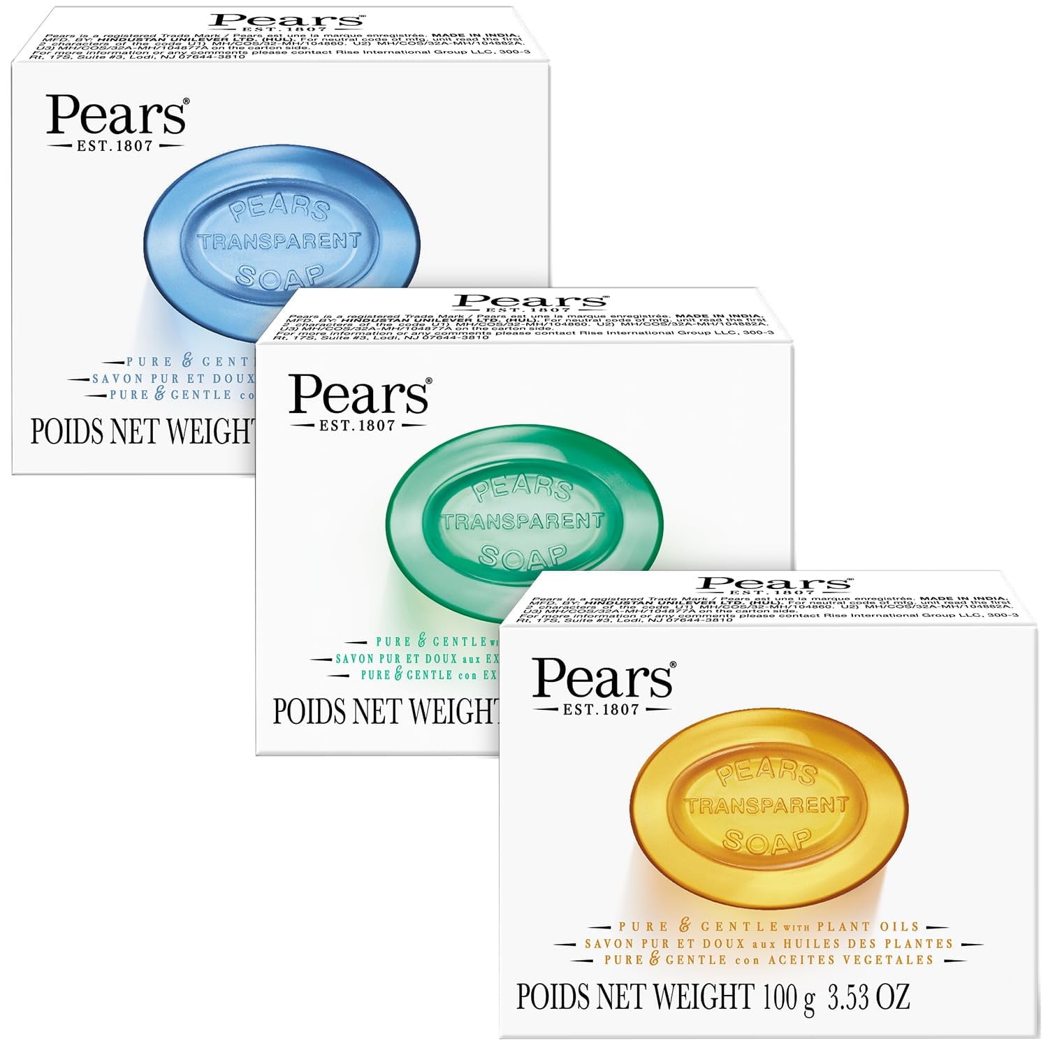 PEARS Soap, Face & Body Soap, Variety Pack – Pure & Gentle Transparent ...