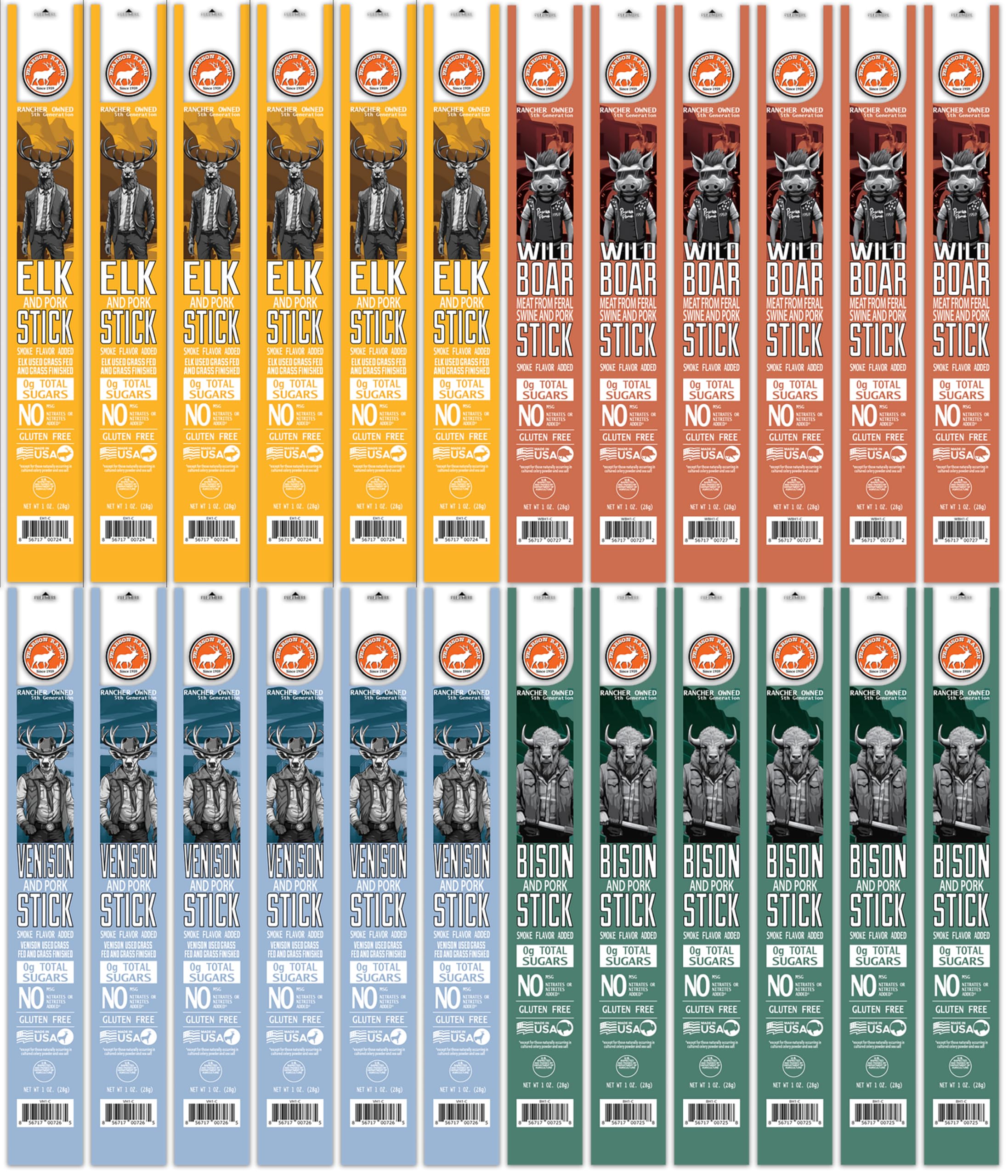 PEARSON RANCH SINCE 1959 MFF30 Meat Sticks Variety - Buffalo, Venison ...