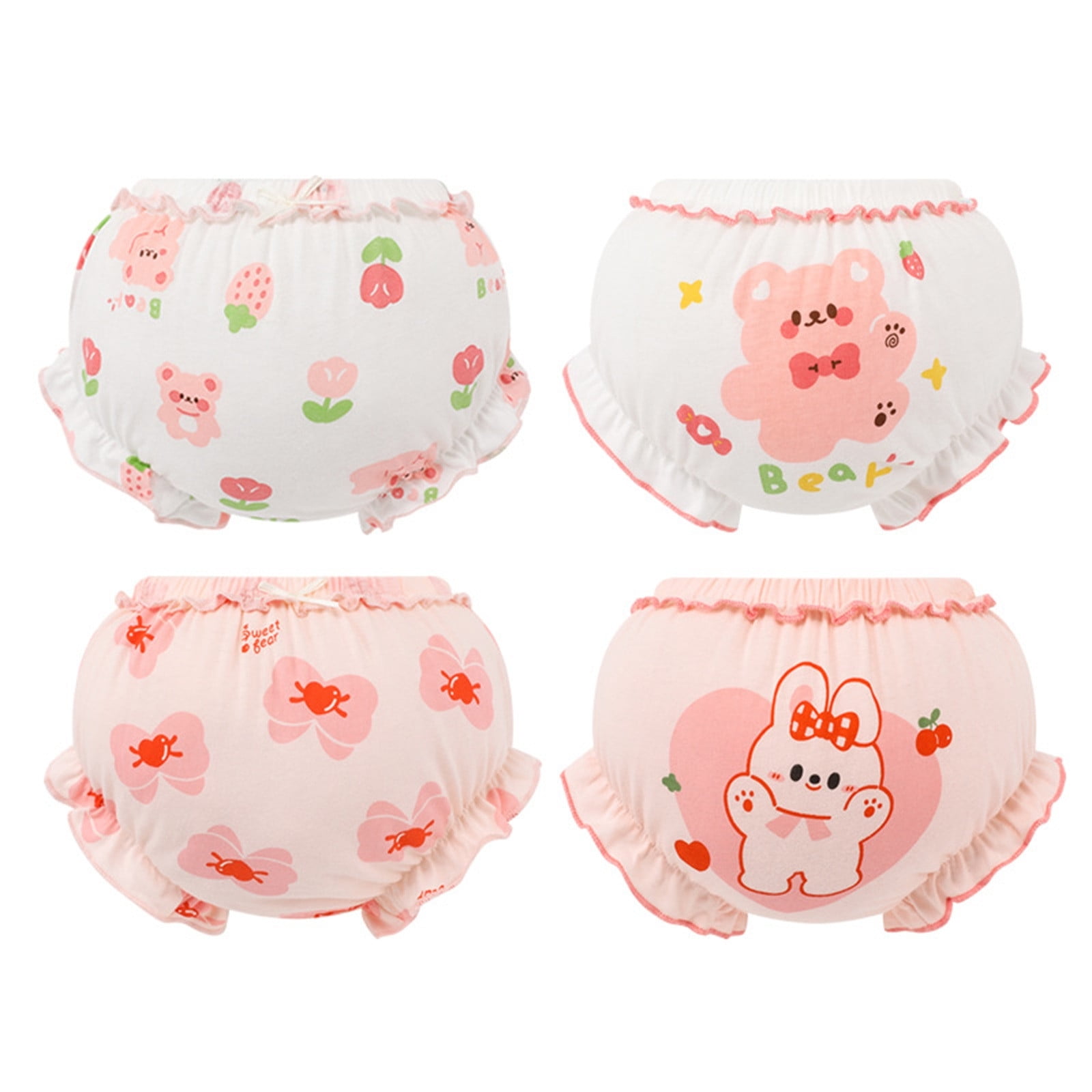 PEASKJP Baby Girls'4 Pack Cotton Training Pants Toddler Potty Training ...