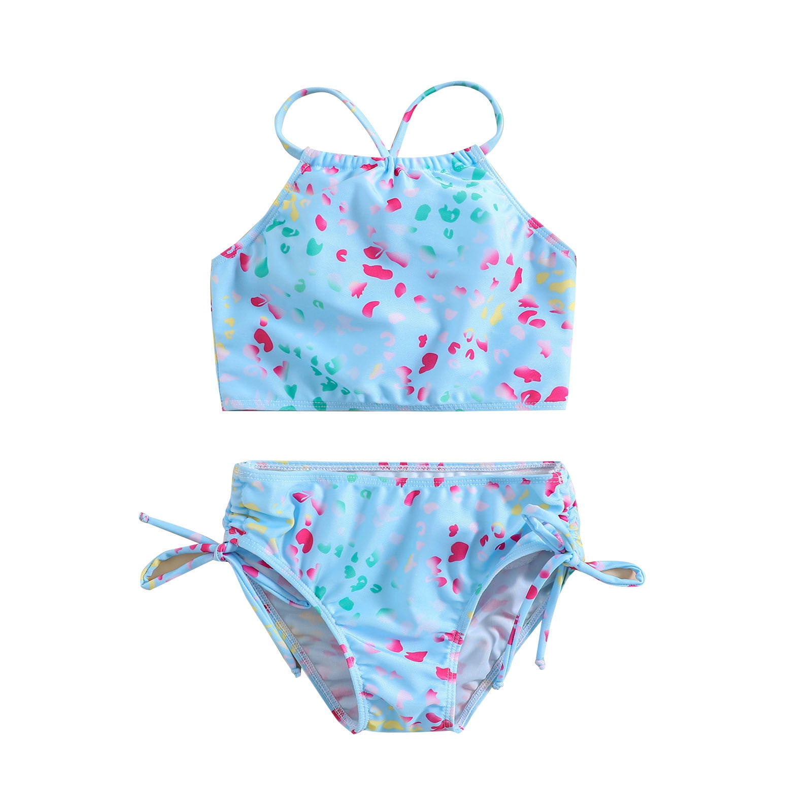 Peaskjp Bathing Suit For Girls Summer Two Piece Swimwear High Waisted Ruffle Floral Relaxed Fit